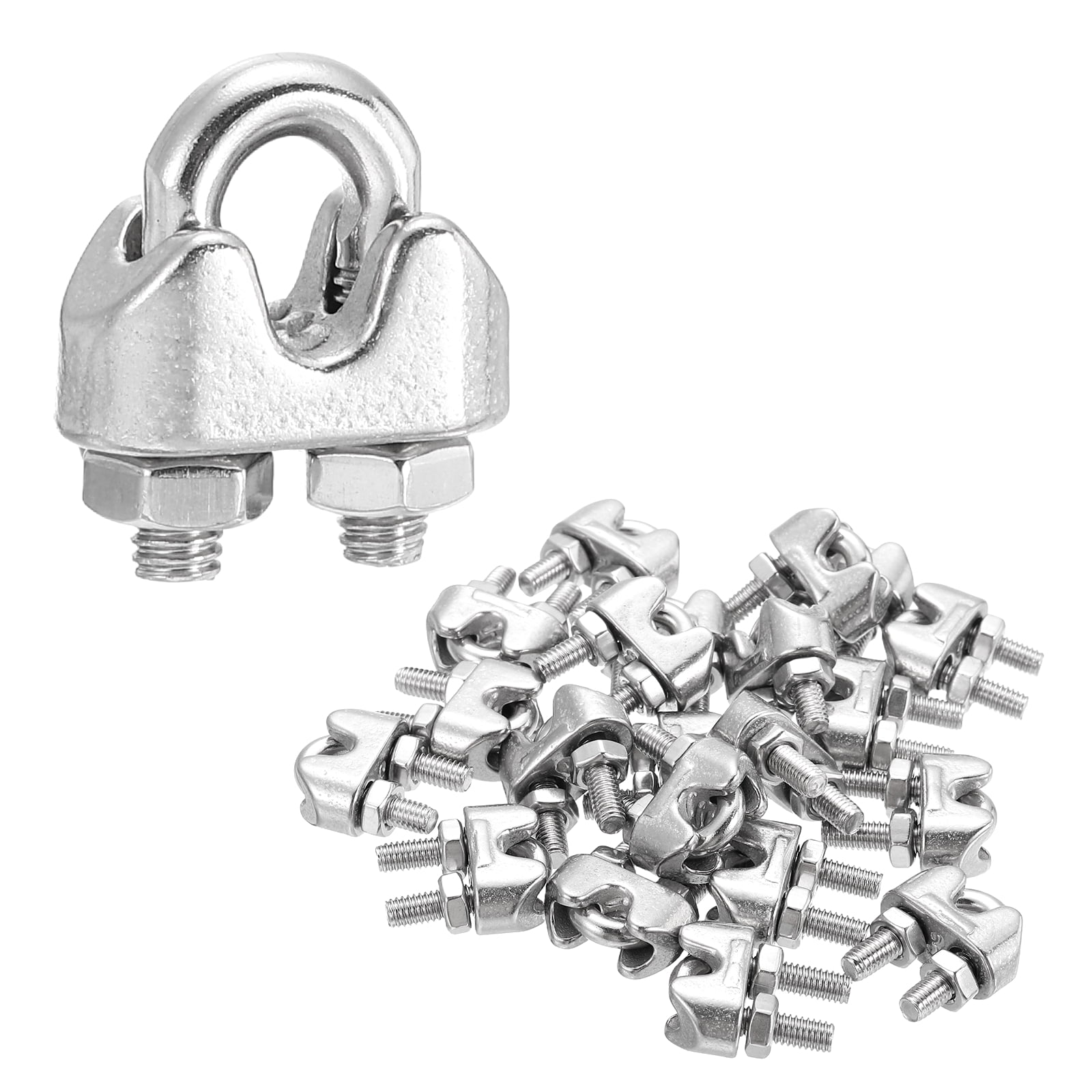 Uxcell 24Pcs Wire Rope Cable Clip Clamps 1/8 Inch M3 Small 304 ...