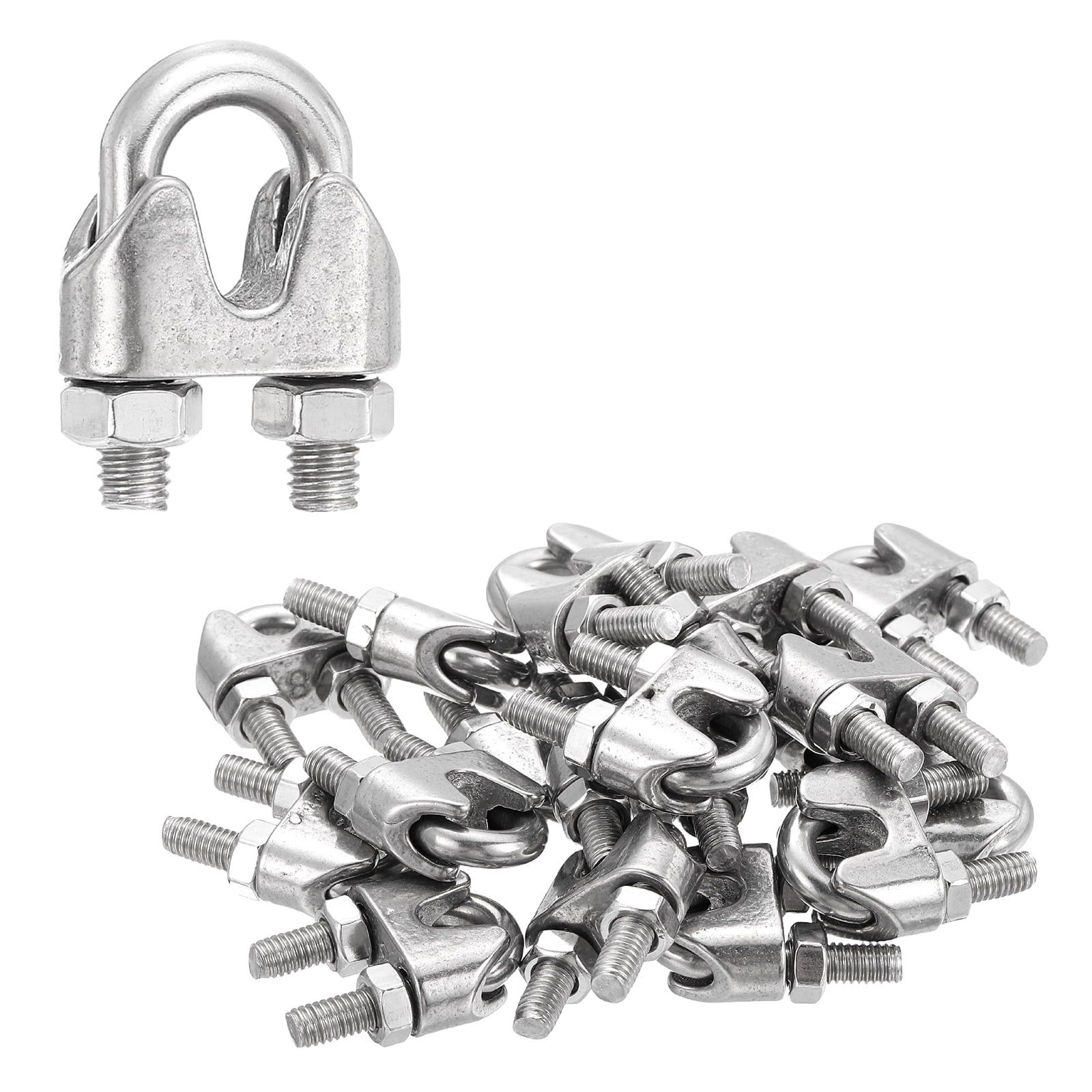 Uxcell 24Pcs Wire Rope Cable Clip Clamps 5/16 Inch M8 Small 304 ...