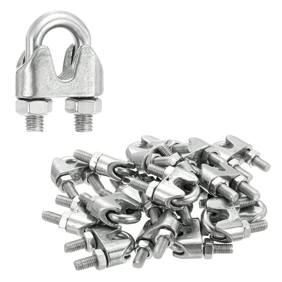 Uxcell 24Pcs Wire Rope Cable Clip Clamps 5/16 Inch M8 Small 304 ...