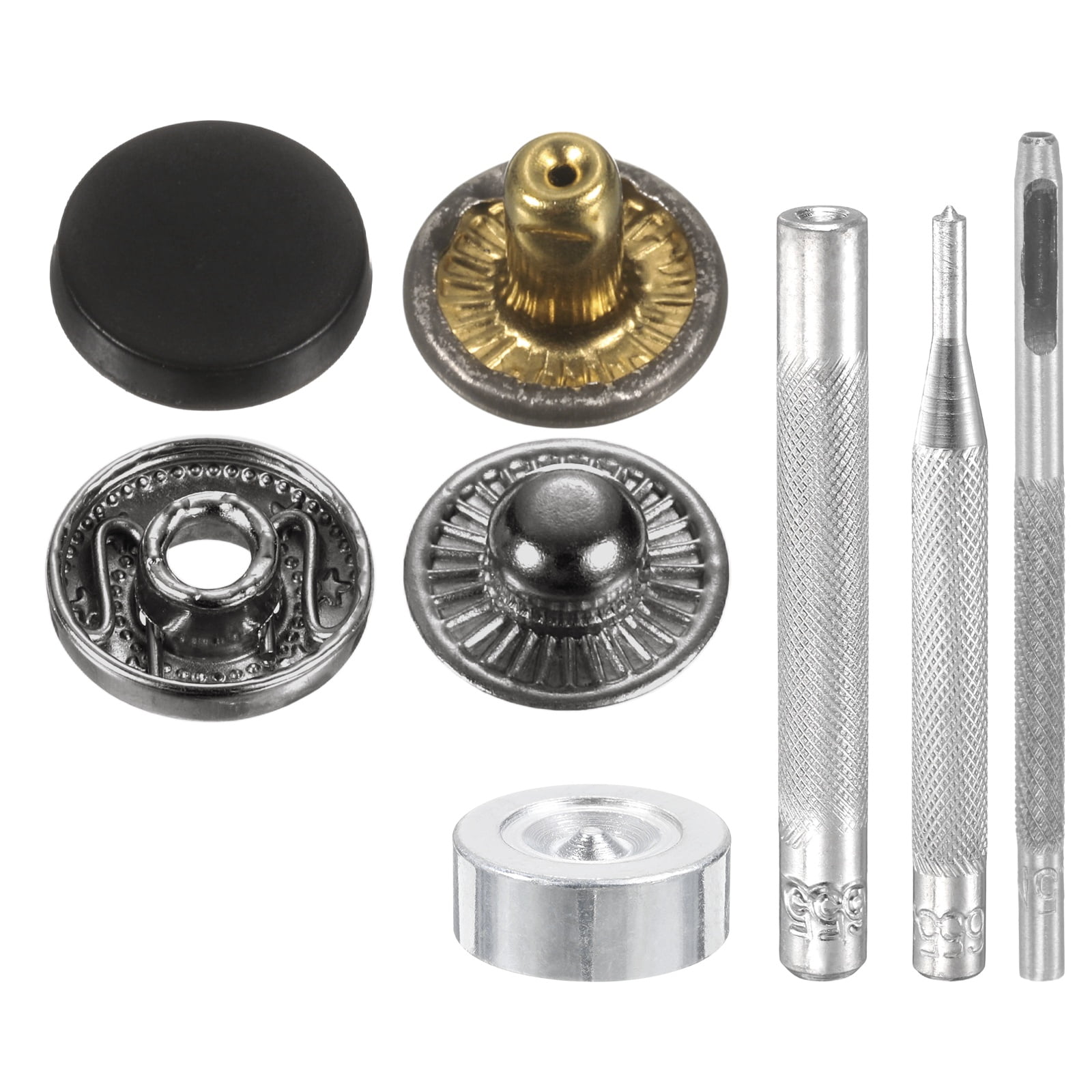 Uxcell 24Set 10mm Leather Snap Fastener Kit 2.76" Long w 4 Install ...