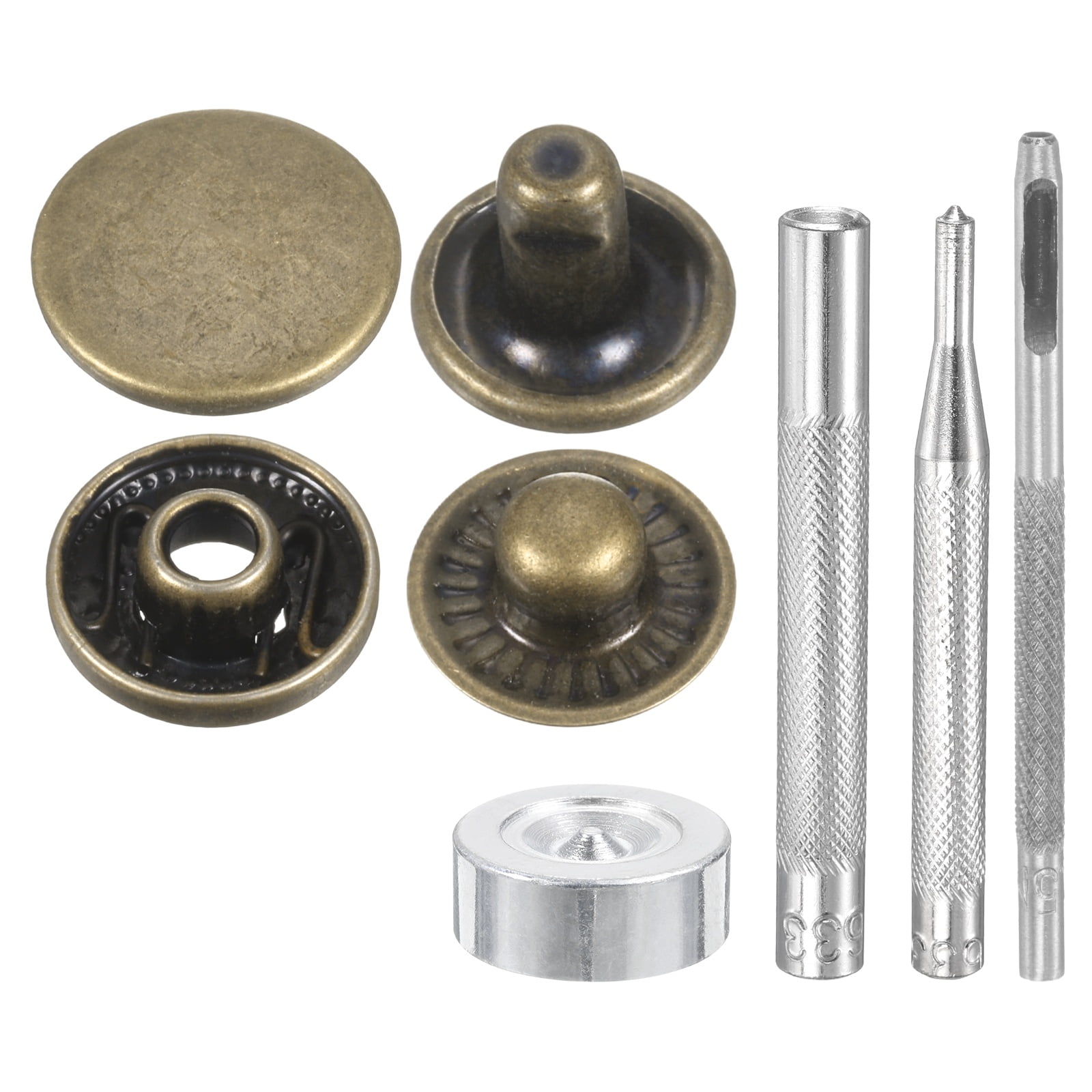 Uxcell 24Set 15mm Leather Snap Fastener Kit 2.72" Long w 4 Install ...