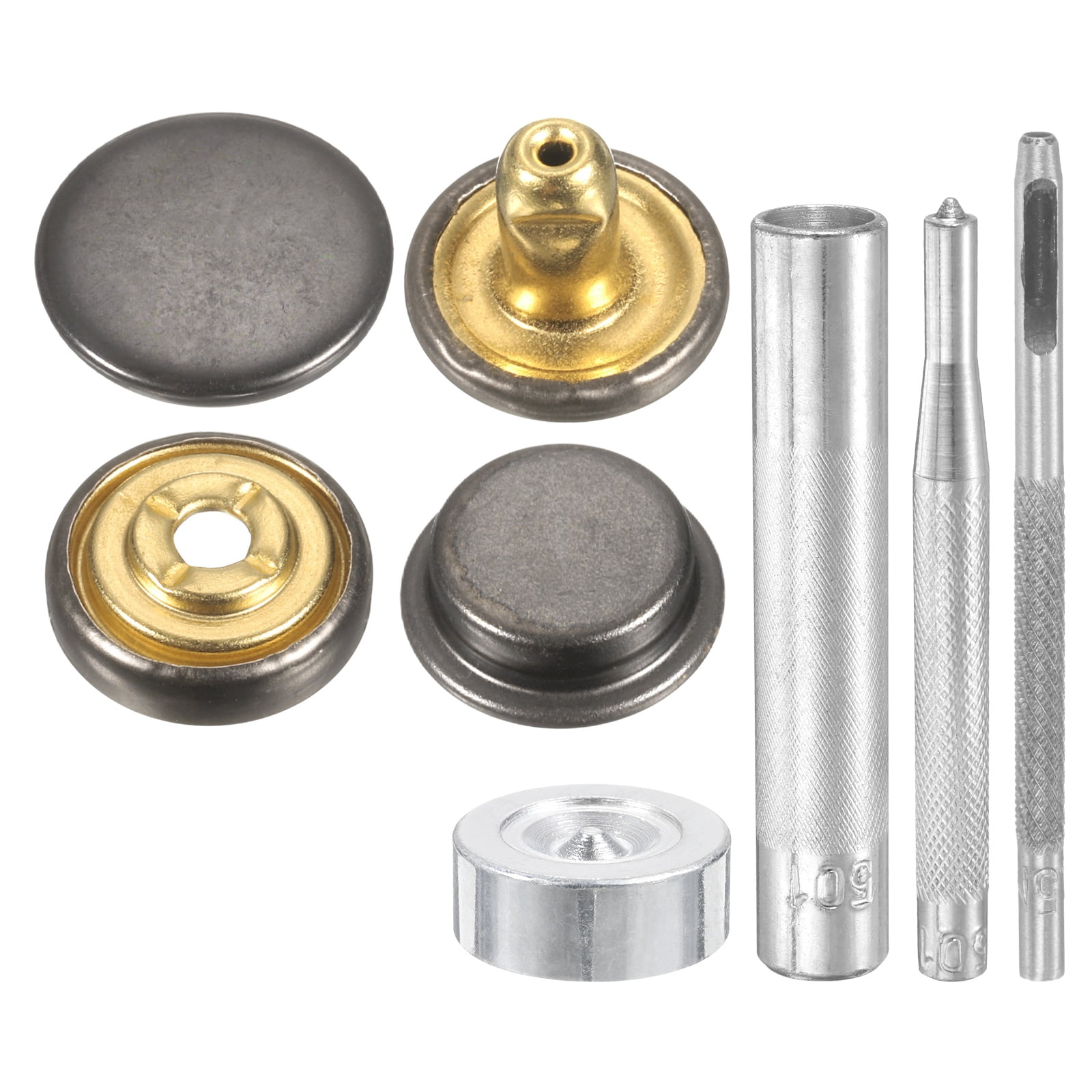 Uxcell 24Set 15mm Leather Snap Fastener Kit 2.95" Long w 4 Install ...