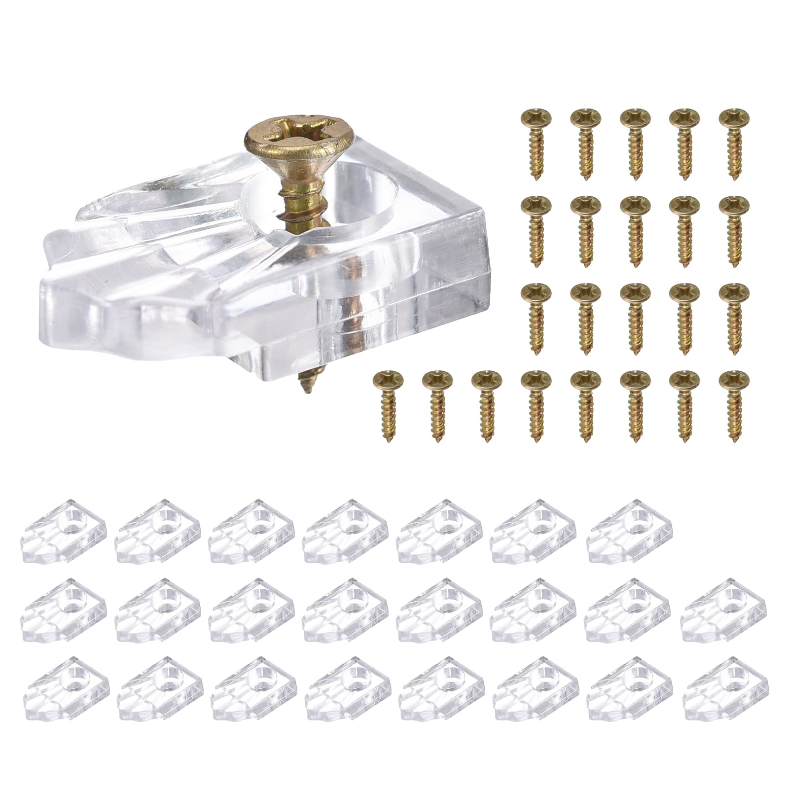 Uxcell 24Set 25mm Plastic Glass Retainer Clips Set for 2mm Thick Glass ...