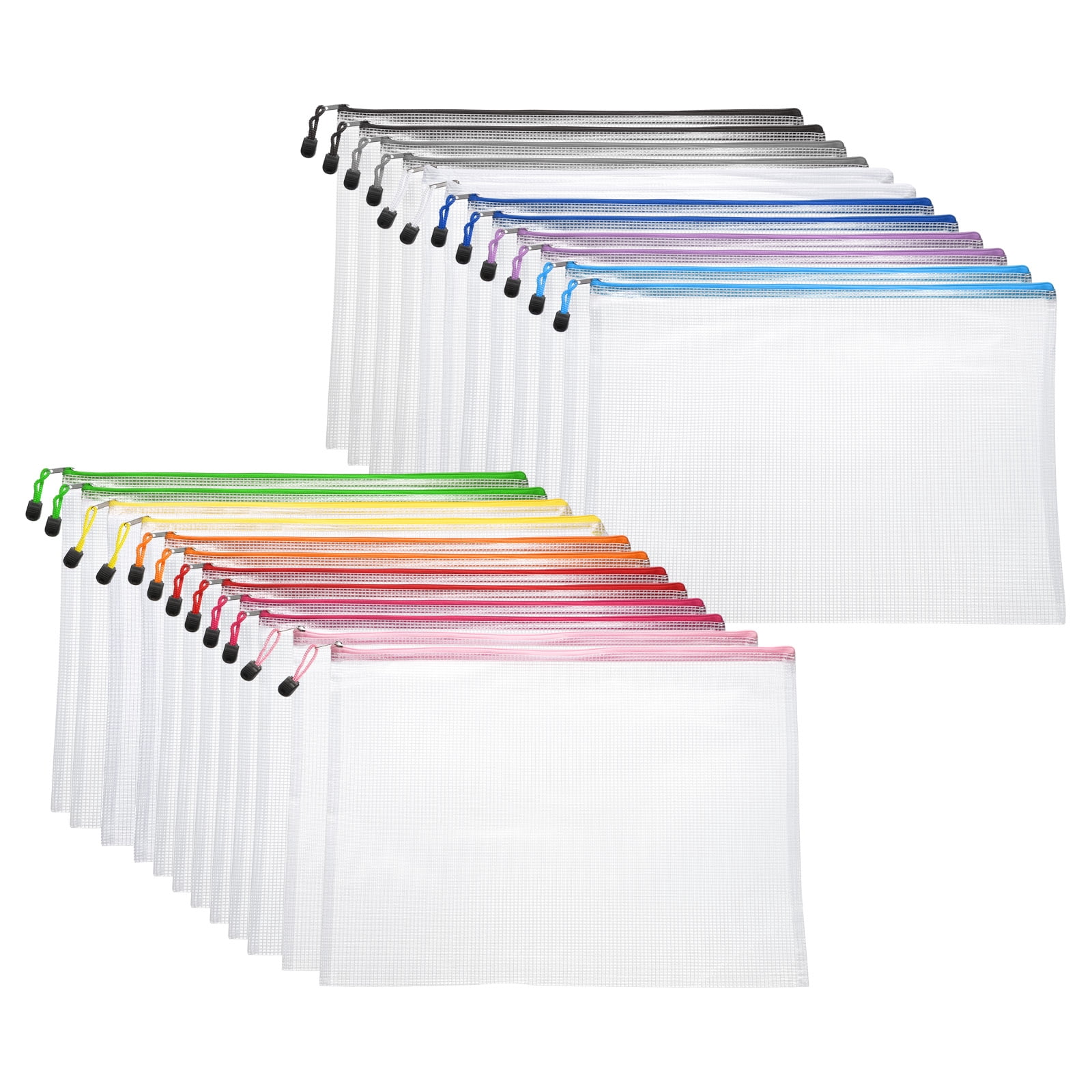 Uxcell 24pcs Mesh Zipper Pouch Bags A3 17" x 12" Plastic Waterproof ...
