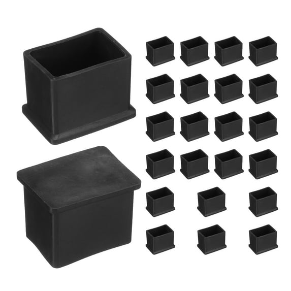 Uxcell 24Pcs Rectangle Chair Leg Caps Chair Leg Floor Protector, Black ...