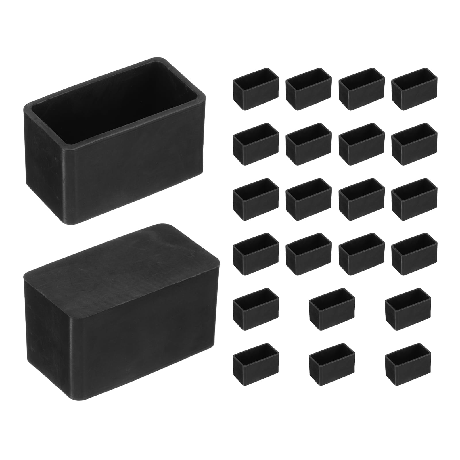 Uxcell 24Pcs Rectangle Chair Leg Caps Chair Leg Floor Protector, Black ...