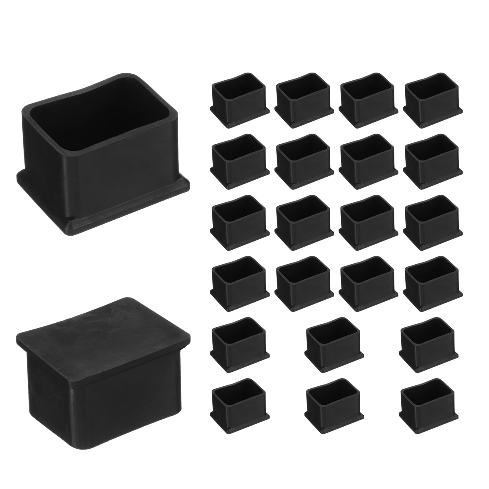 Uxcell 24Pcs Rectangle Chair Leg Caps Chair Leg Floor Protector, Black ...