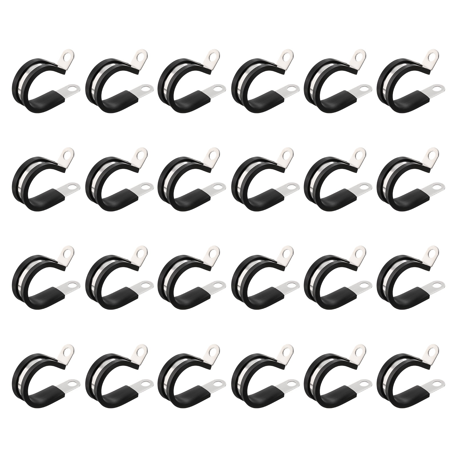 Uxcell 24pcs Stainless Steel Cable Clamps 1 Inch Rubber Cushioned ...