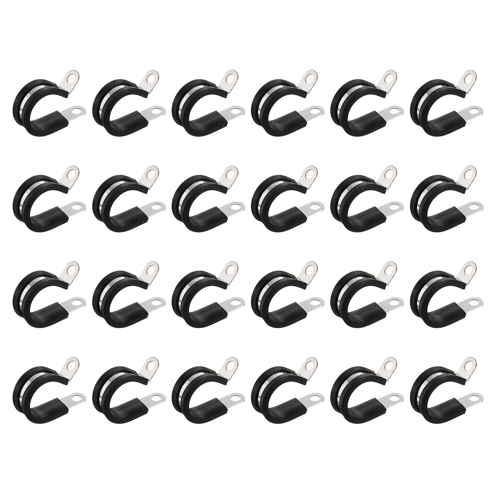 Uxcell 24pcs Stainless Steel Cable Clamps 7/8 Inch Rubber Cushioned ...