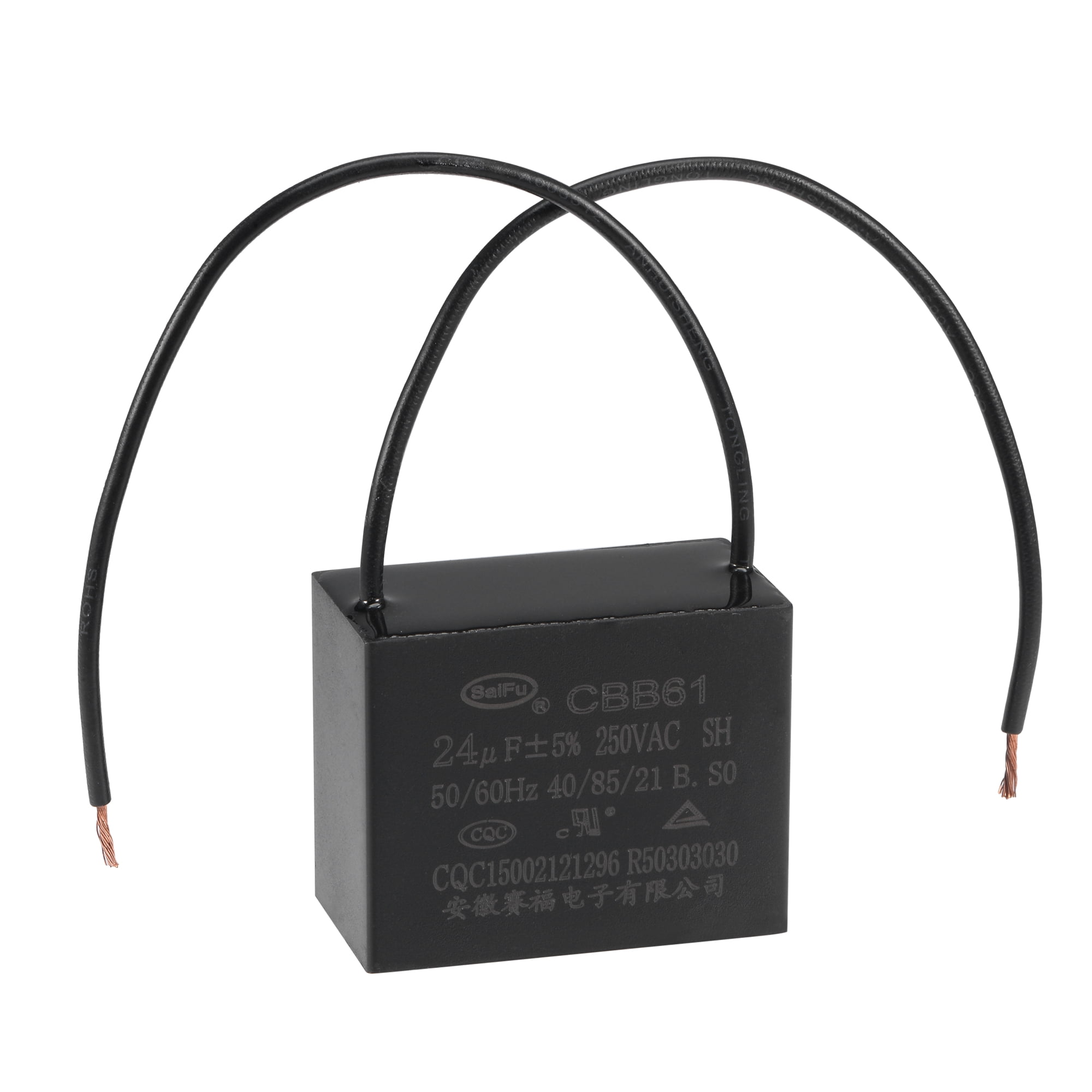 Uxcell Run Capacitor 24uF 250V AC | CBB61 | 2 Wires Ceiling Fan ...