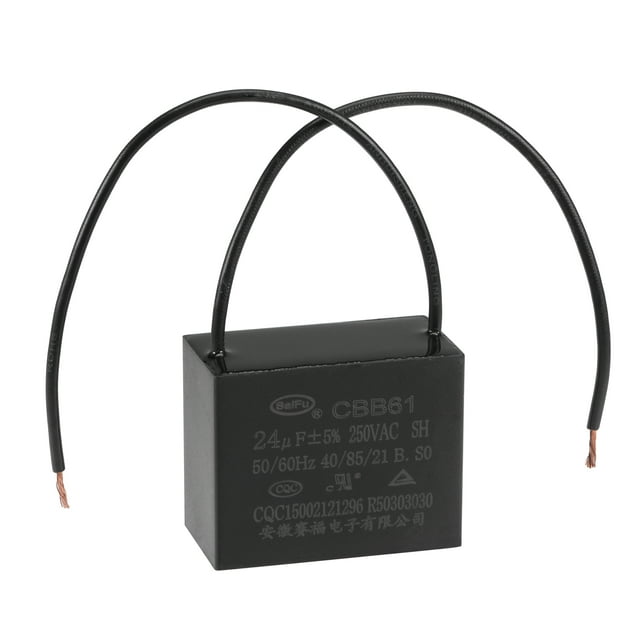 Uxcell Run Capacitor 24uF 250V AC | CBB61 | 2 Wires Ceiling Fan ...