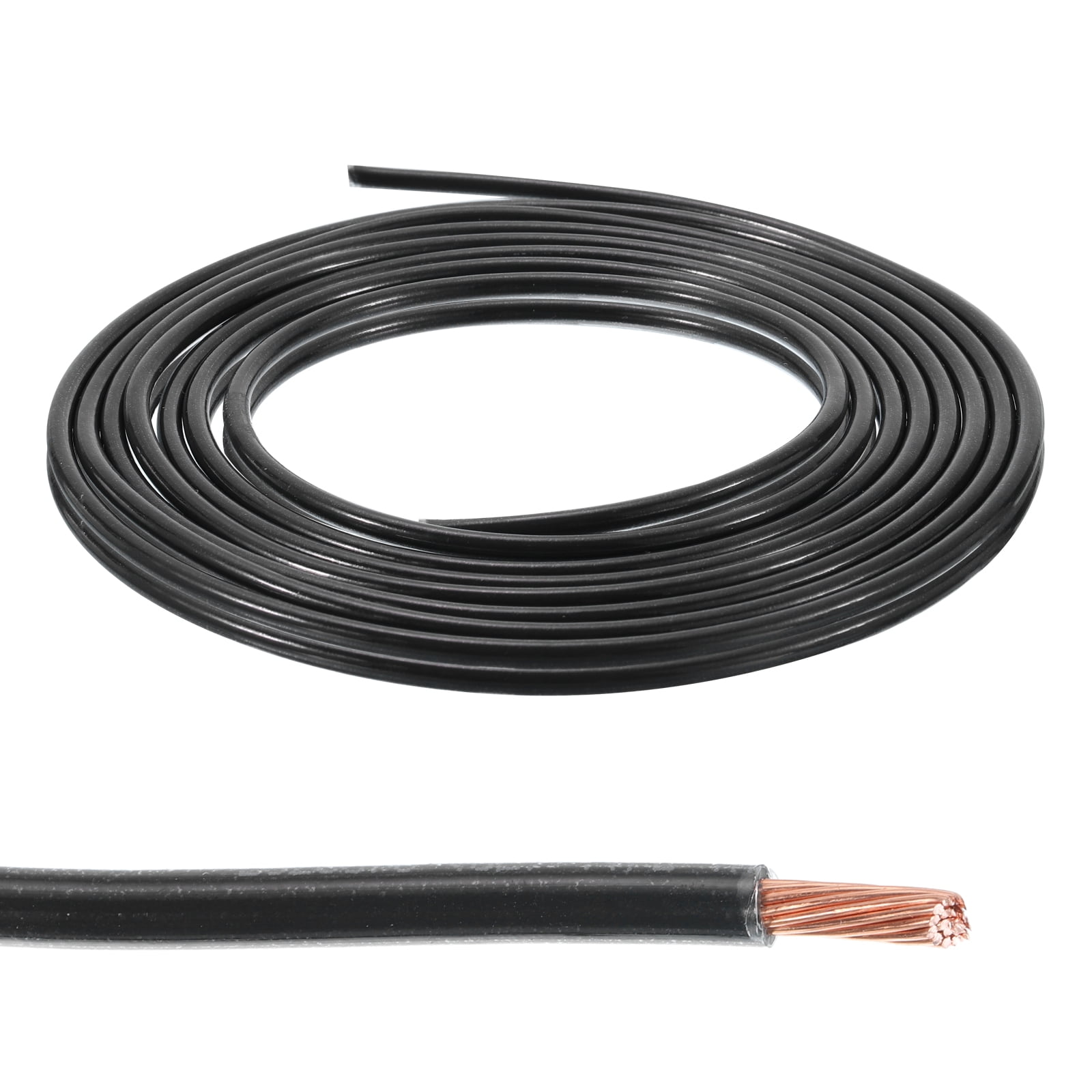 Uxcell 25 Feet 10 AWG Gauge THHN Stranded Black Copper Building Wire ...