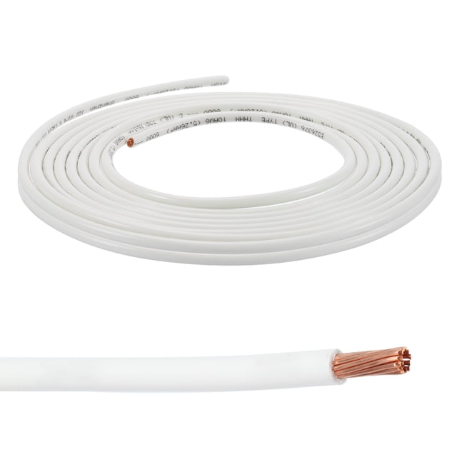 Uxcell 25 Feet 10 AWG Gauge THHN Stranded White Copper Building Wire ...