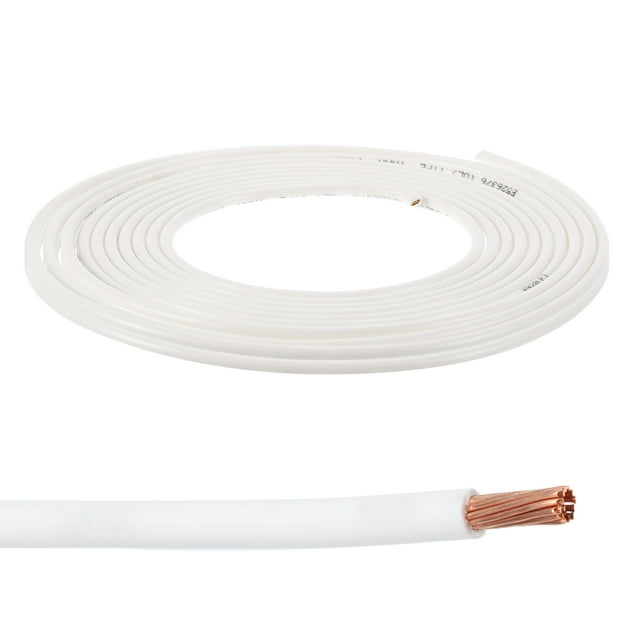 Uxcell 25 Feet 12 AWG Gauge THHN Stranded White Copper Building Wire ...