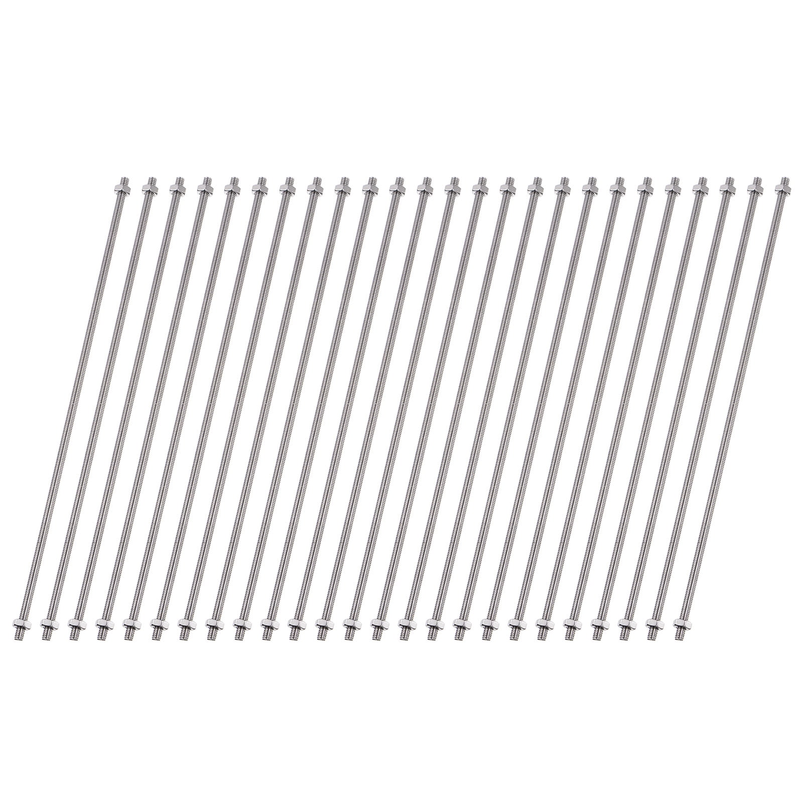 Uxcell 25 PCS 8/32 Inch M4 Threaded Rods Studs with Hex Nuts, 200mm ...
