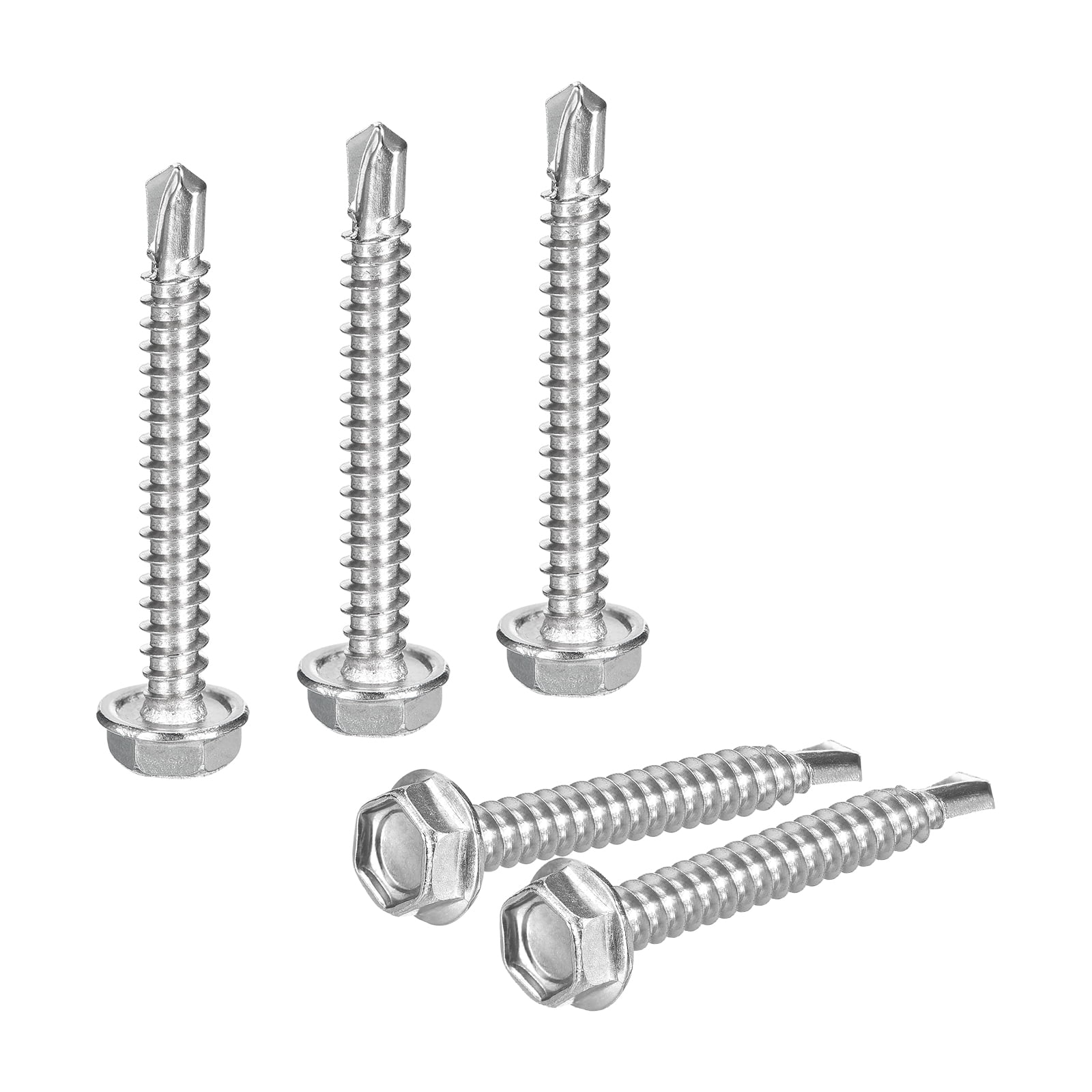 Uxcell 25 Pack #10 x 1-1/2" Self Drilling Screws, 410 Stainless Steel Self Tapping Screws for ...