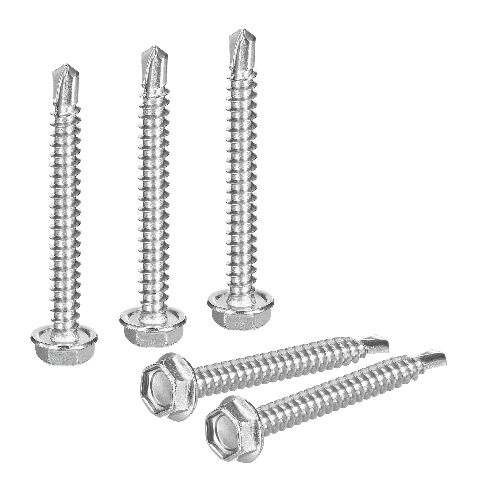 Uxcell 25 Pack #10 x 1-3/4" Self Drilling Screws, 410 Stainless Steel Self Tapping Screws for ...