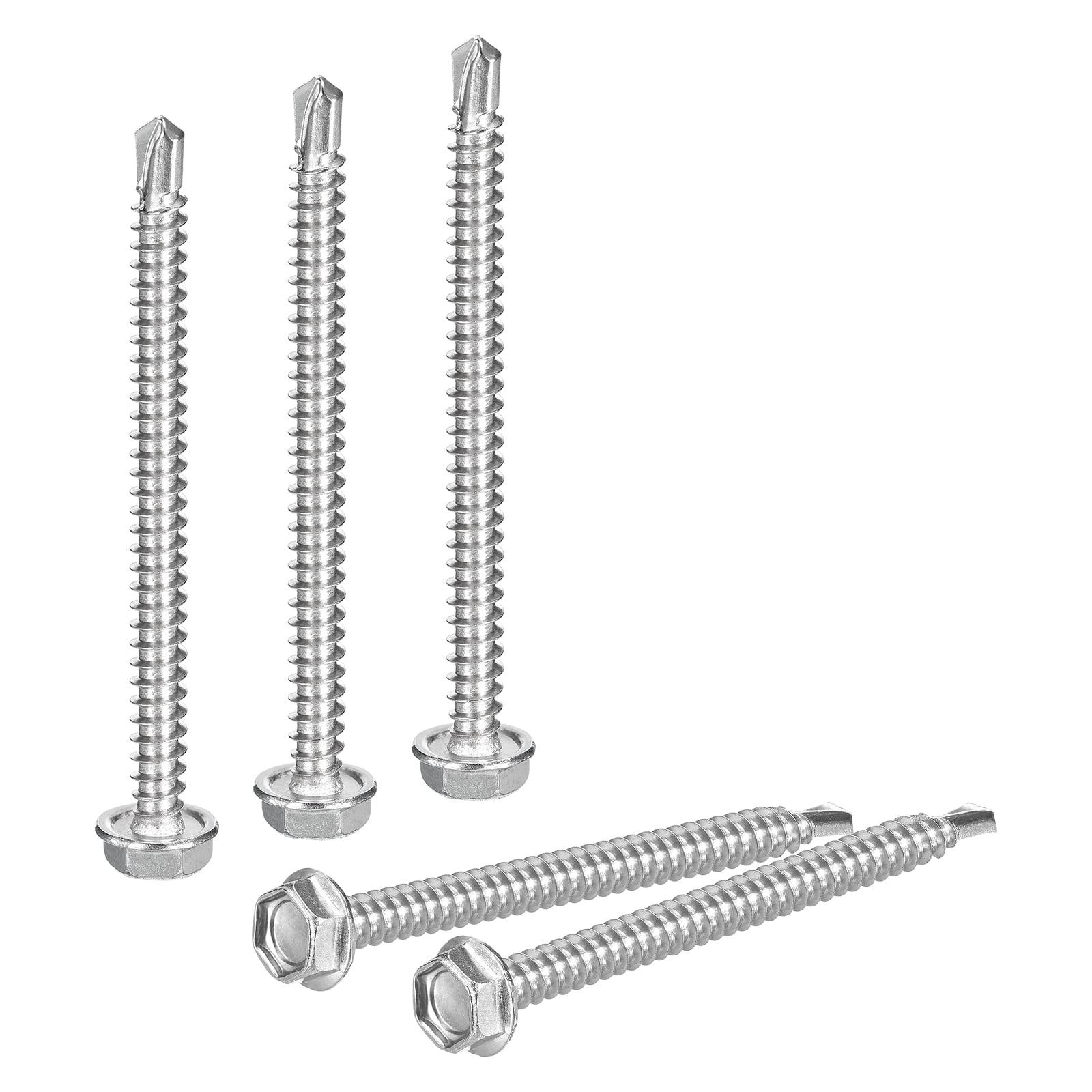 Uxcell 25 Pack #10 x 3" Self Drilling Screws, 410 Stainless Steel Self Tapping Screws for Metal ...
