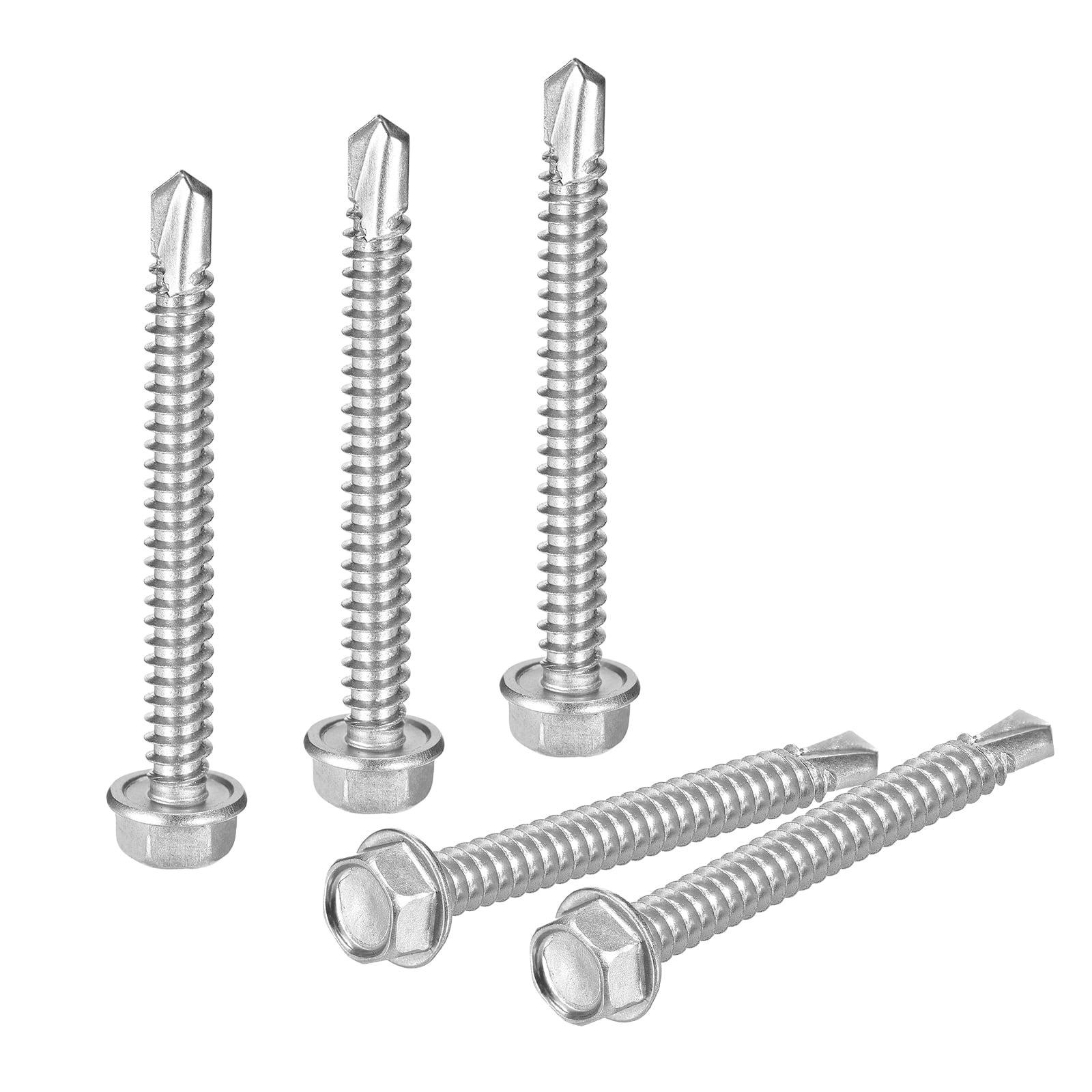 Uxcell 25 Pack #14 x 2-1/2" Self Drilling Screws, 410 Stainless Steel Self Tapping Screws for ...