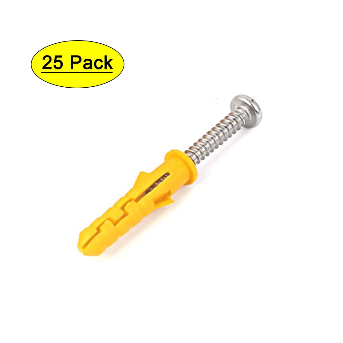 Uxcell (25- Pack) 6mmx30mm Plastic Wall Screw Plugs w Round Head Screws ...