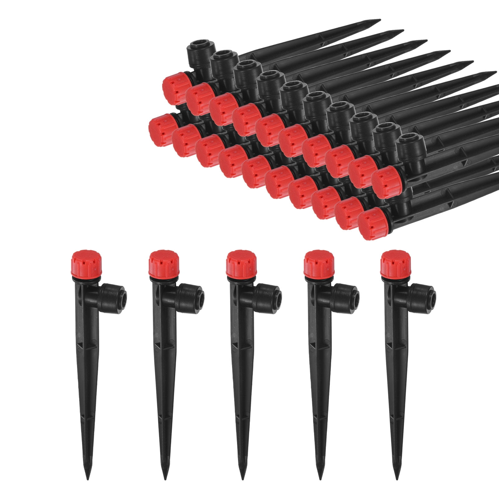 Uxcell 25-Pack Drip Irrigation Emitters, Adjustable 360 Degree Water ...