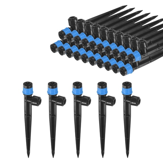 Uxcell 25-Pack Drip Irrigation Emitters, Adjustable 360 Degree Water ...
