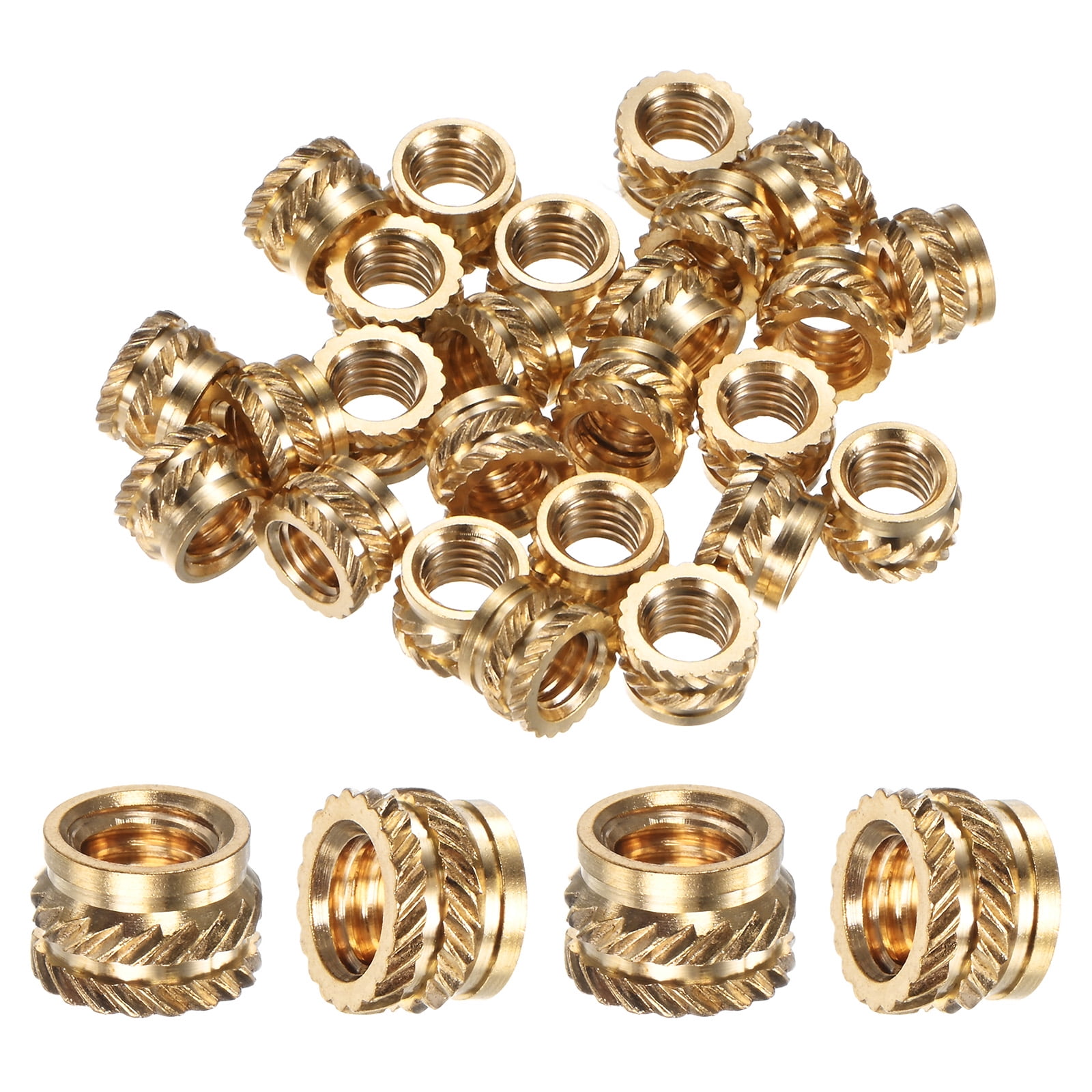 Uxcell 25-Pack Threaded Inserts - M6 x 6mm Brass Heat Set Insert Nuts ...