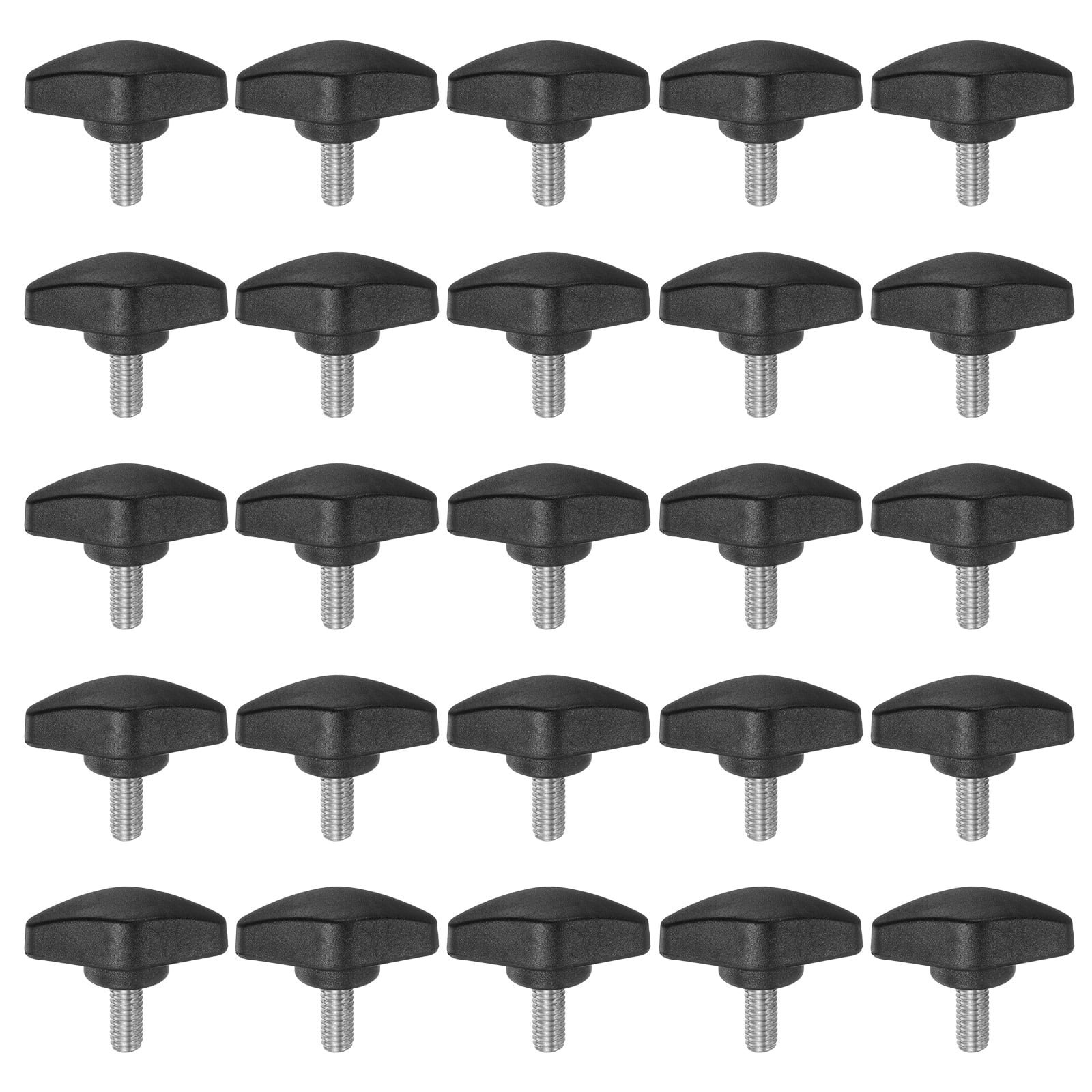 Uxcell 25 Packs M6 x 14mm Male Thread Tee Wing Knobs Thumb Screw ...