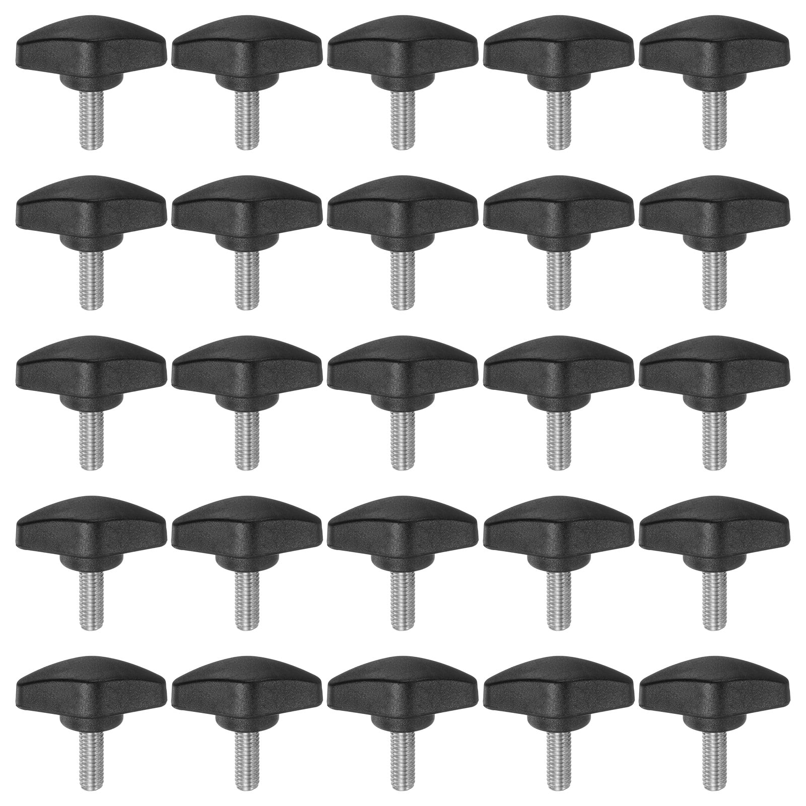Uxcell 25 Packs M6 x 16mm Male Thread Tee Wing Knobs Thumb Screw ...
