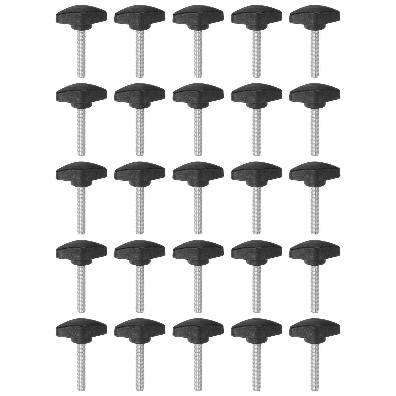 Uxcell 25 Packs M6 x 40mm Male Thread Tee Wing Knobs Thumb Screw ...