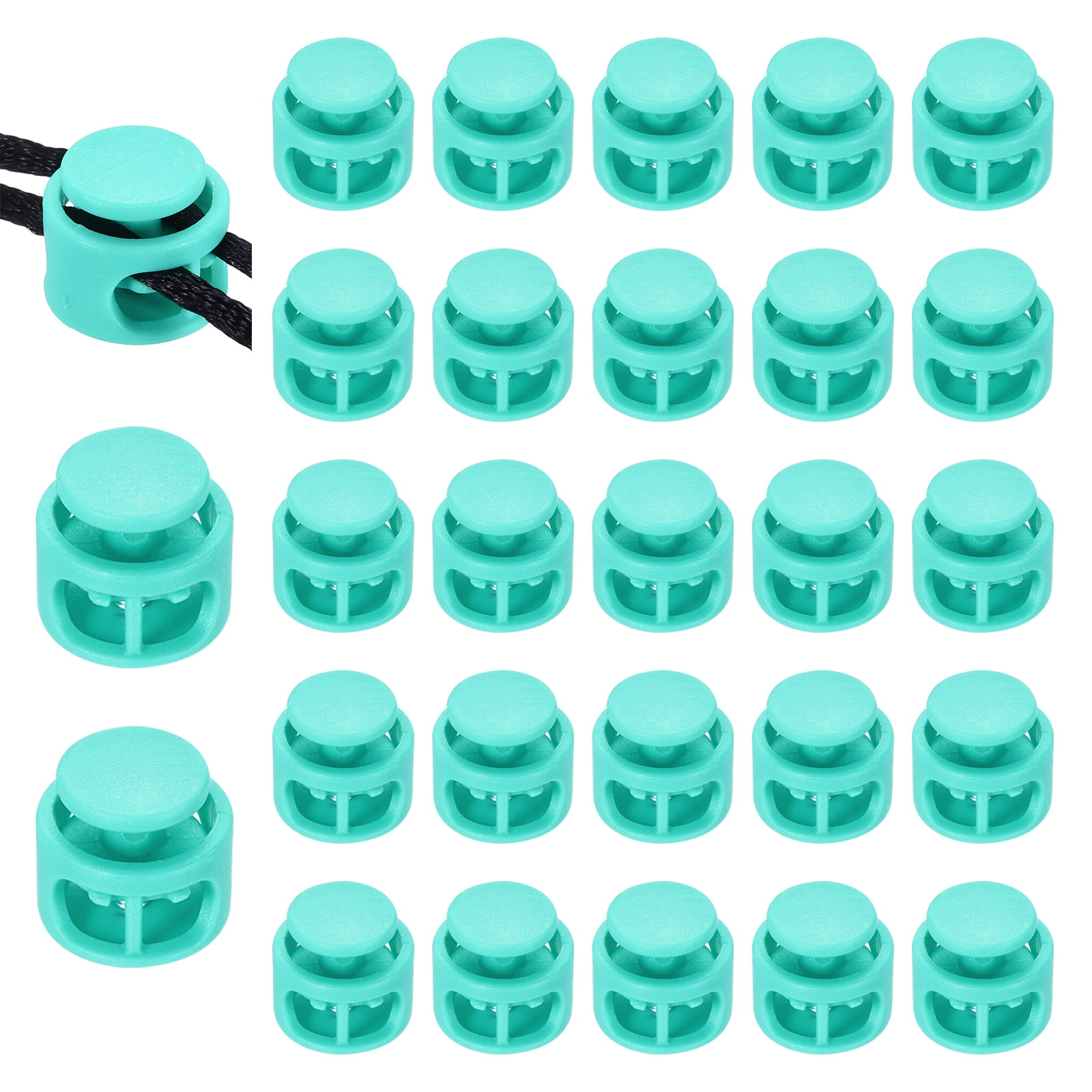 Uxcell 25 Pcs Plastic Spring Cord Lock, Double-Hole Slider Toggles Clip ...