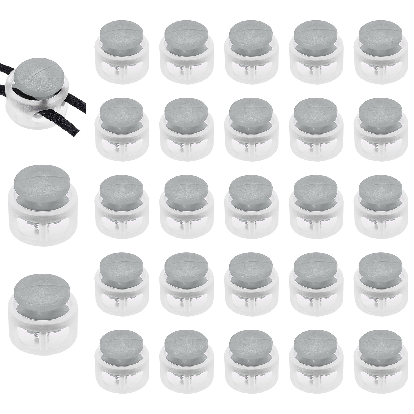 Uxcell 25 Pcs Plastic Spring Cord Lock, Double-Hole Slider Toggles Clip ...