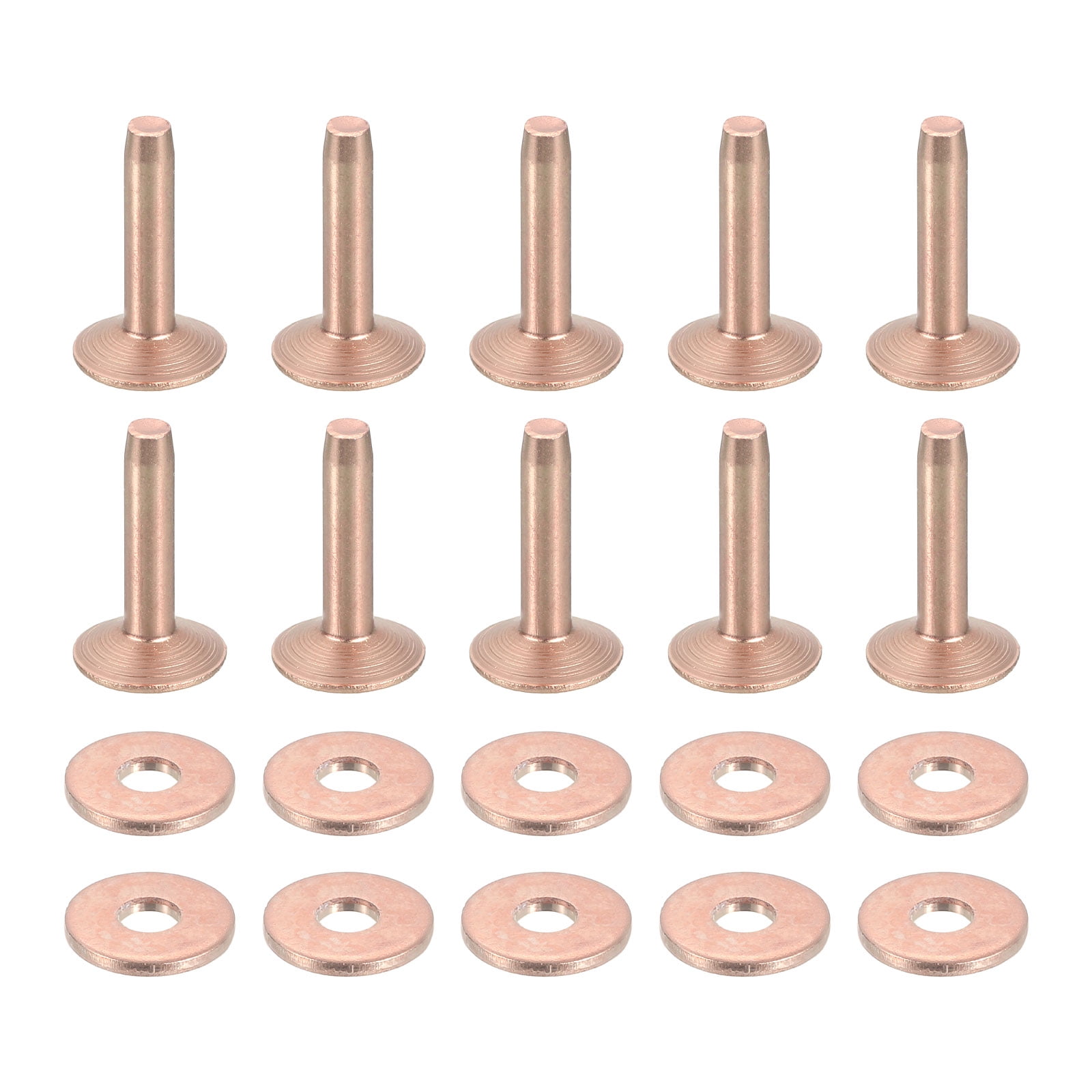 Uxcell 25 Set 10x3.3x14mm Solid Copper Rivets and Burrs Leather ...