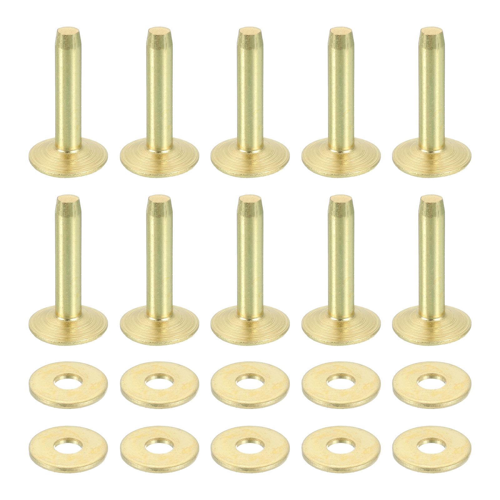 Uxcell 25 Set 12x4x19mm Solid Copper Rivets and Burrs Leather Fastener ...