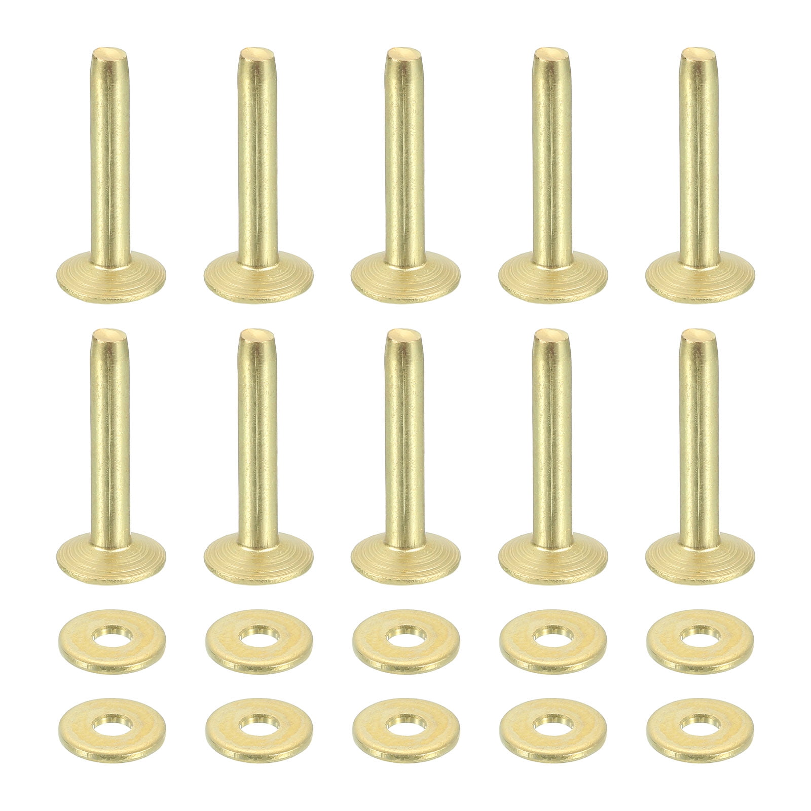 Uxcell 25 Set 9x3.3x19mm Solid Copper Rivets and Burrs Leather Fastener ...