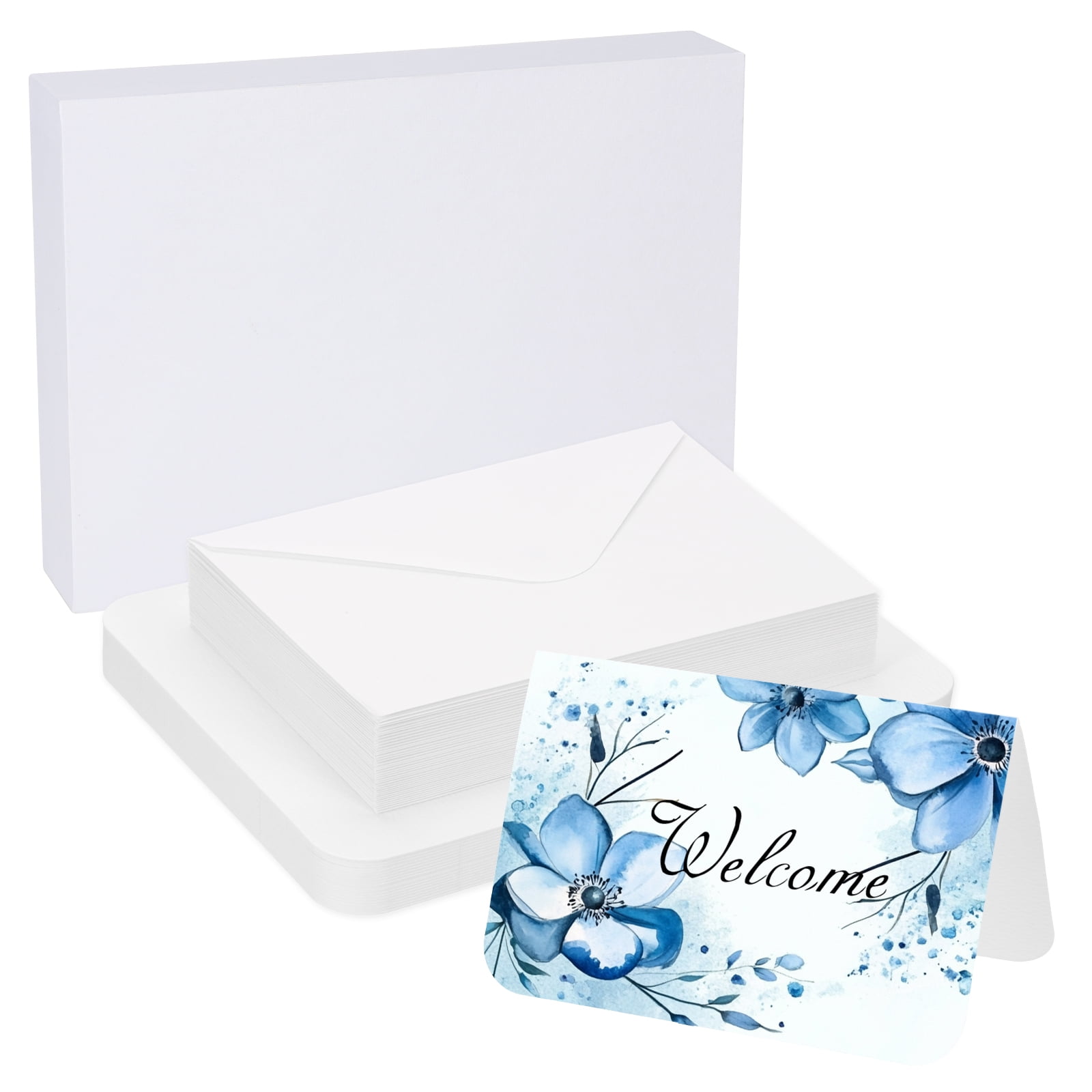 Uxcell 25 Sets Watercolor Cards Rounded Corners with Envelopes 4x6 Inch ...