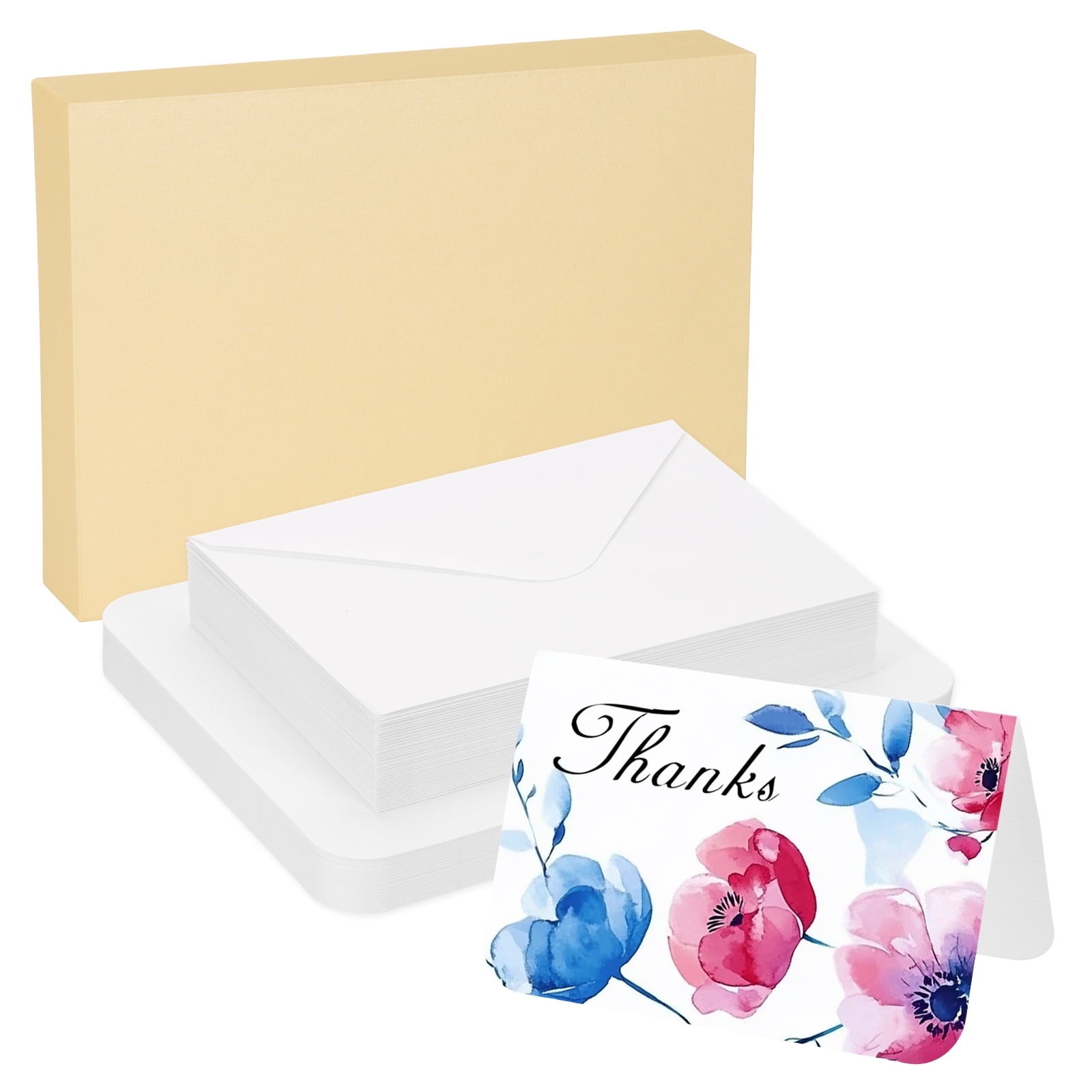 Uxcell 25 Sets Watercolor Cards Rounded Corners with Envelopes 4x6 Inch ...