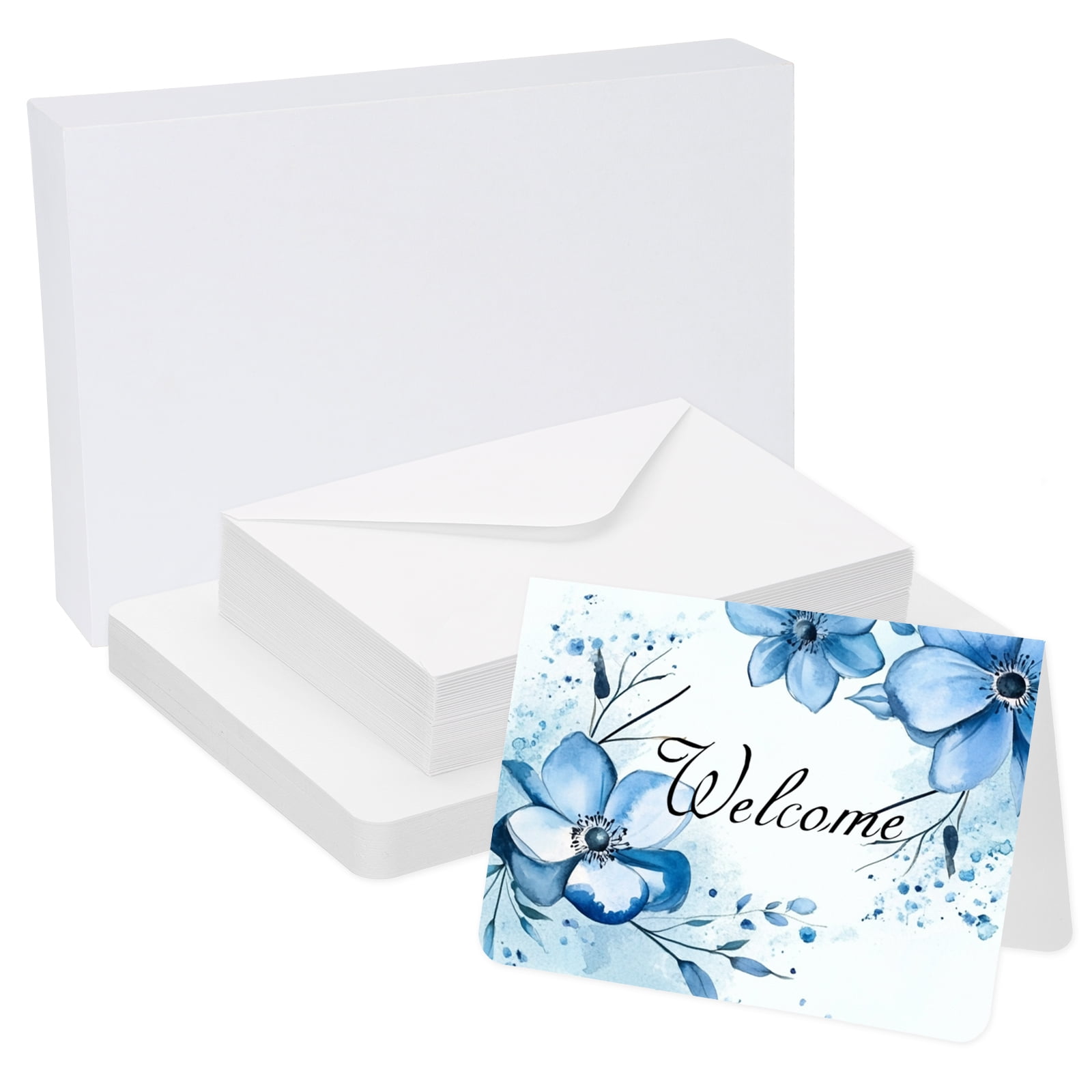 Uxcell 25 Sets Watercolor Cards Rounded Corners with Envelopes 5x7 Inch ...