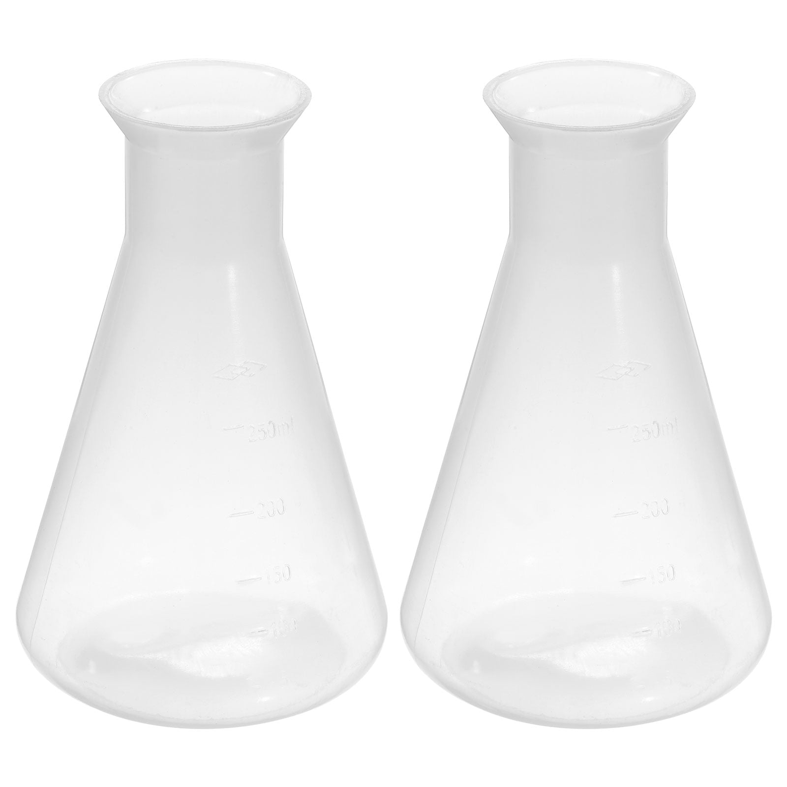 Uxcell 250ml Plastic Erlenmeyer Flask, 2 Pack Wide Mouth Conical Flask ...