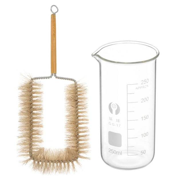 Uxcell 250ml Tall Form Glass Beaker with Brush, 3.3 Borosilicate Glass ...
