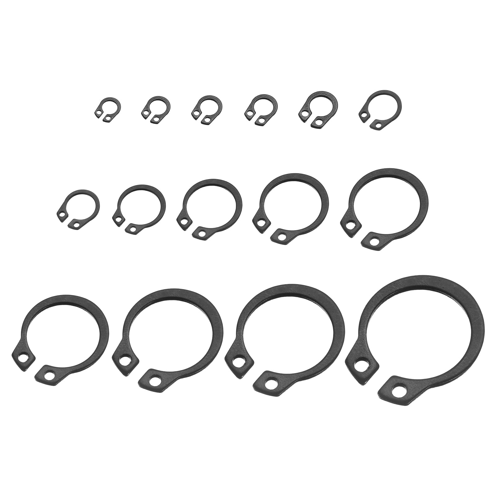 Uxcell 255 Pack External Retaining Rings, 15 Sizes 65Mn Carbon Steel ...