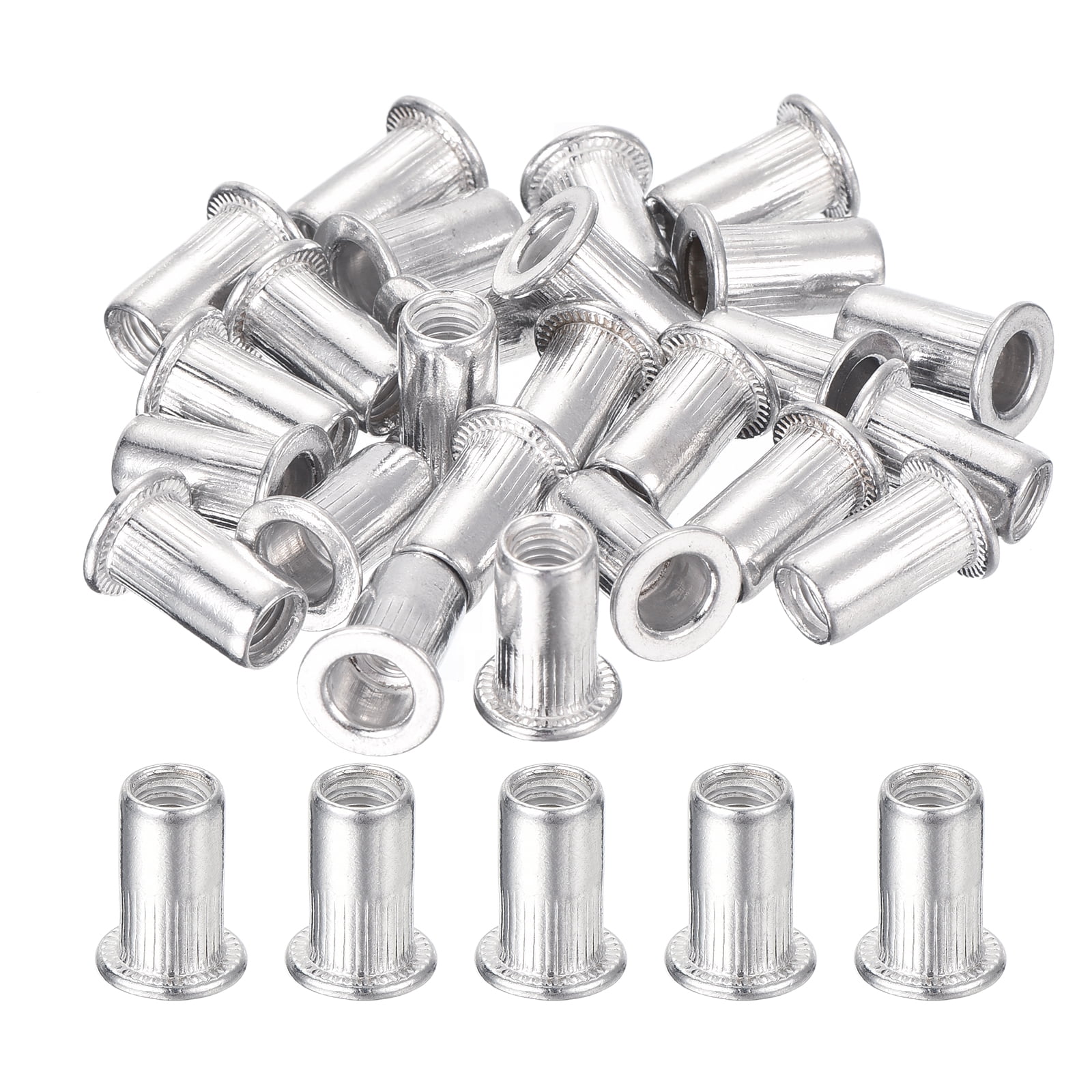 Uxcell 25Pcs Rivet Nut Flat Head, M5 Aluminum Alloy Thread - Walmart.com