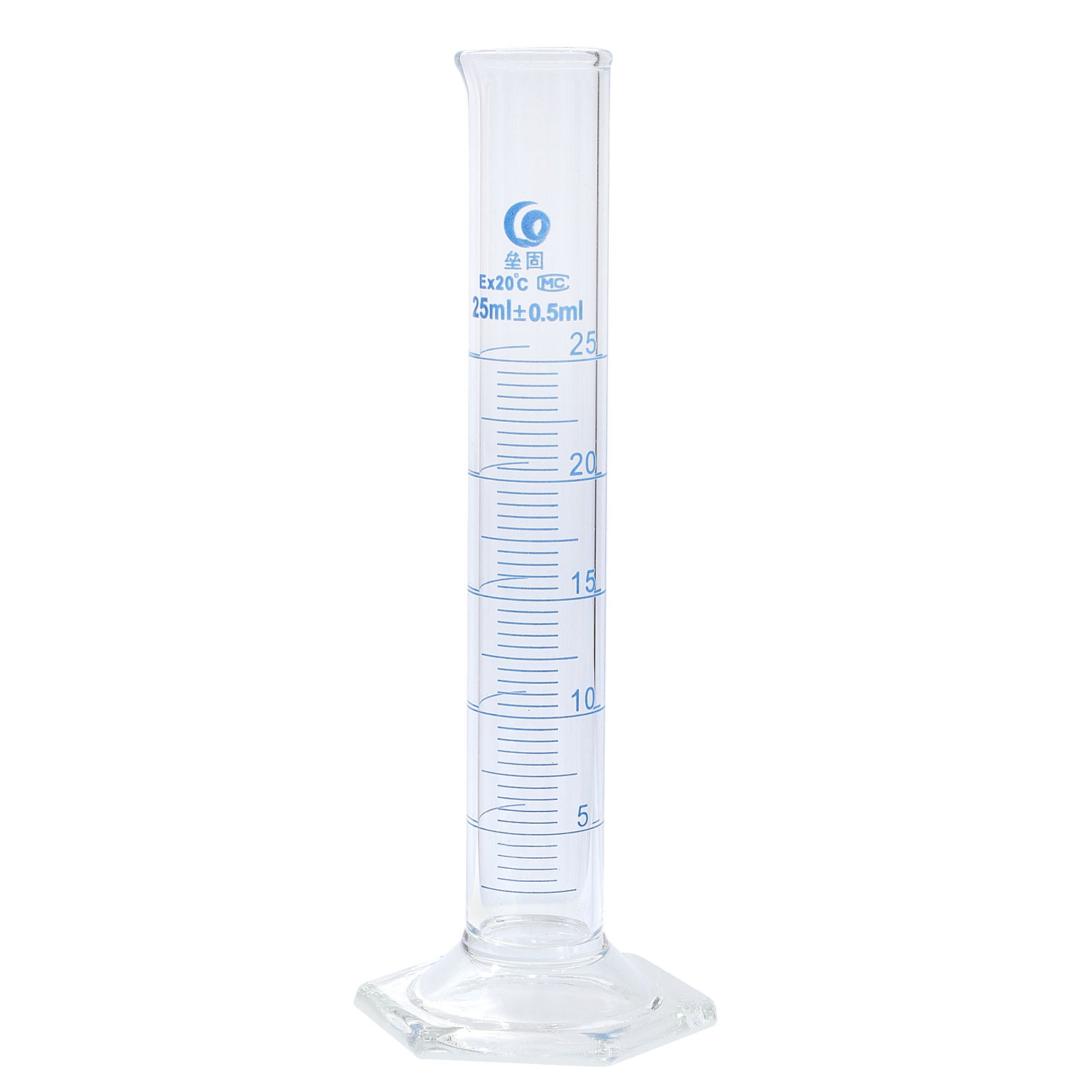 Uxcell 25ml 3.3 Borosilicate Glass Graduated Cylinder, Hex Base Blue ...