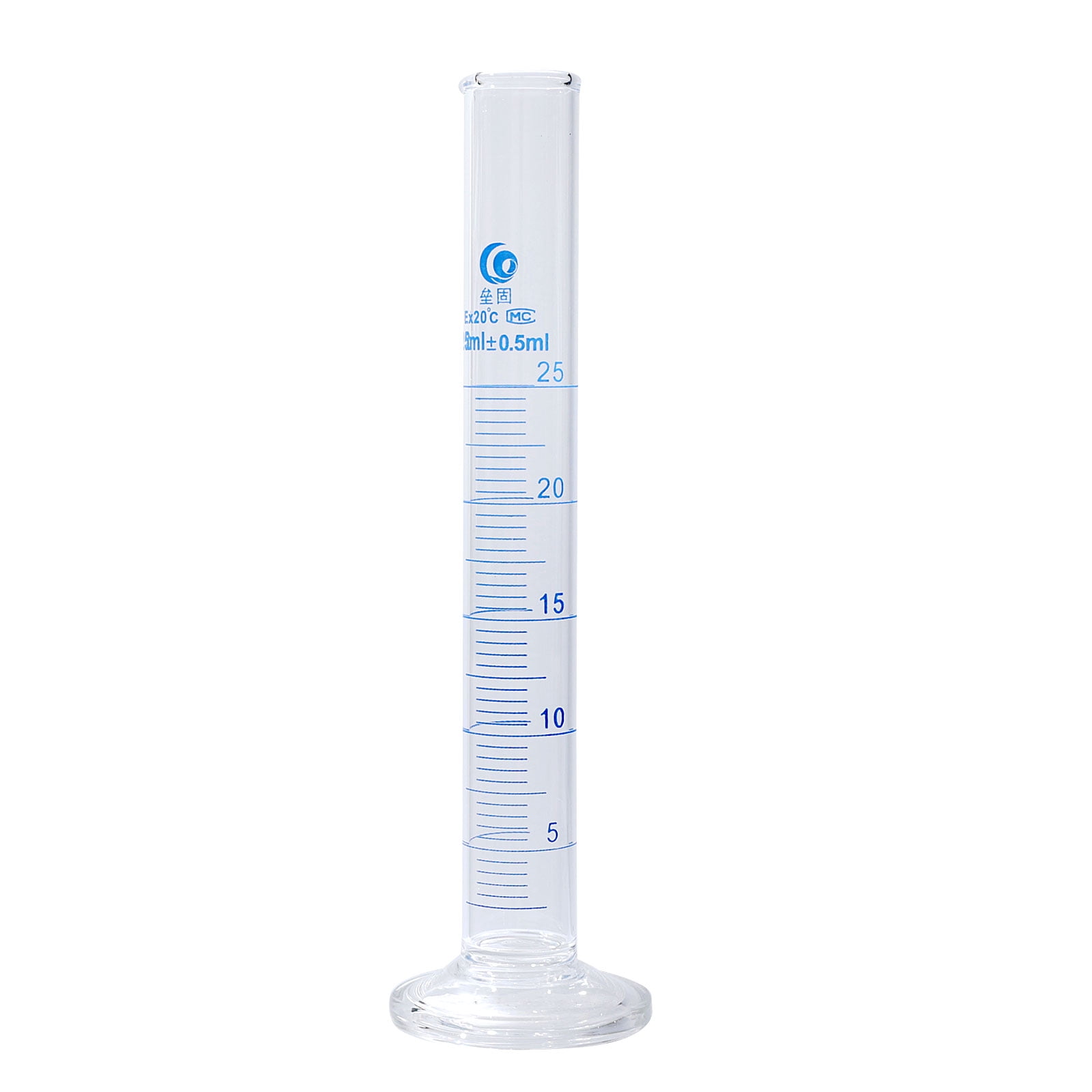 Uxcell 25ml 3.3 Borosilicate Glass Graduated Cylinder, Round Base Blue ...