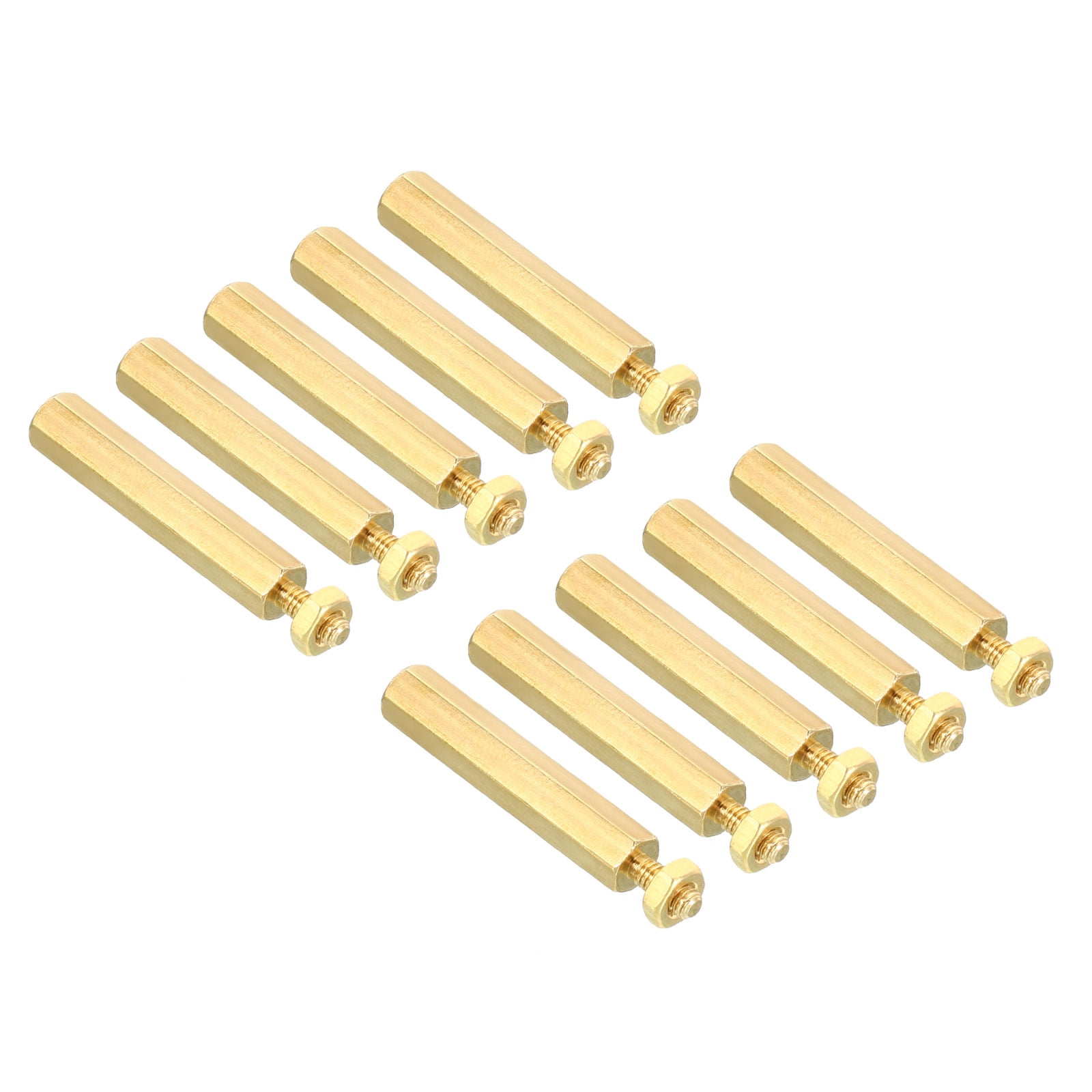 Uxcell 25mm+6mm M2.5 Standoff Screws 40 Pack Brass Hex Standoffs Nuts ...
