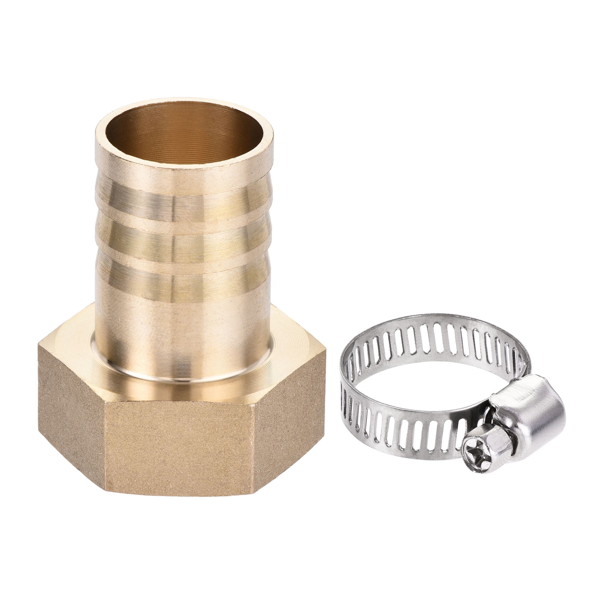 Uxcell 25mm Barbed x G1 Female Barb Hose Fitting Brass with Hose Clamp ...