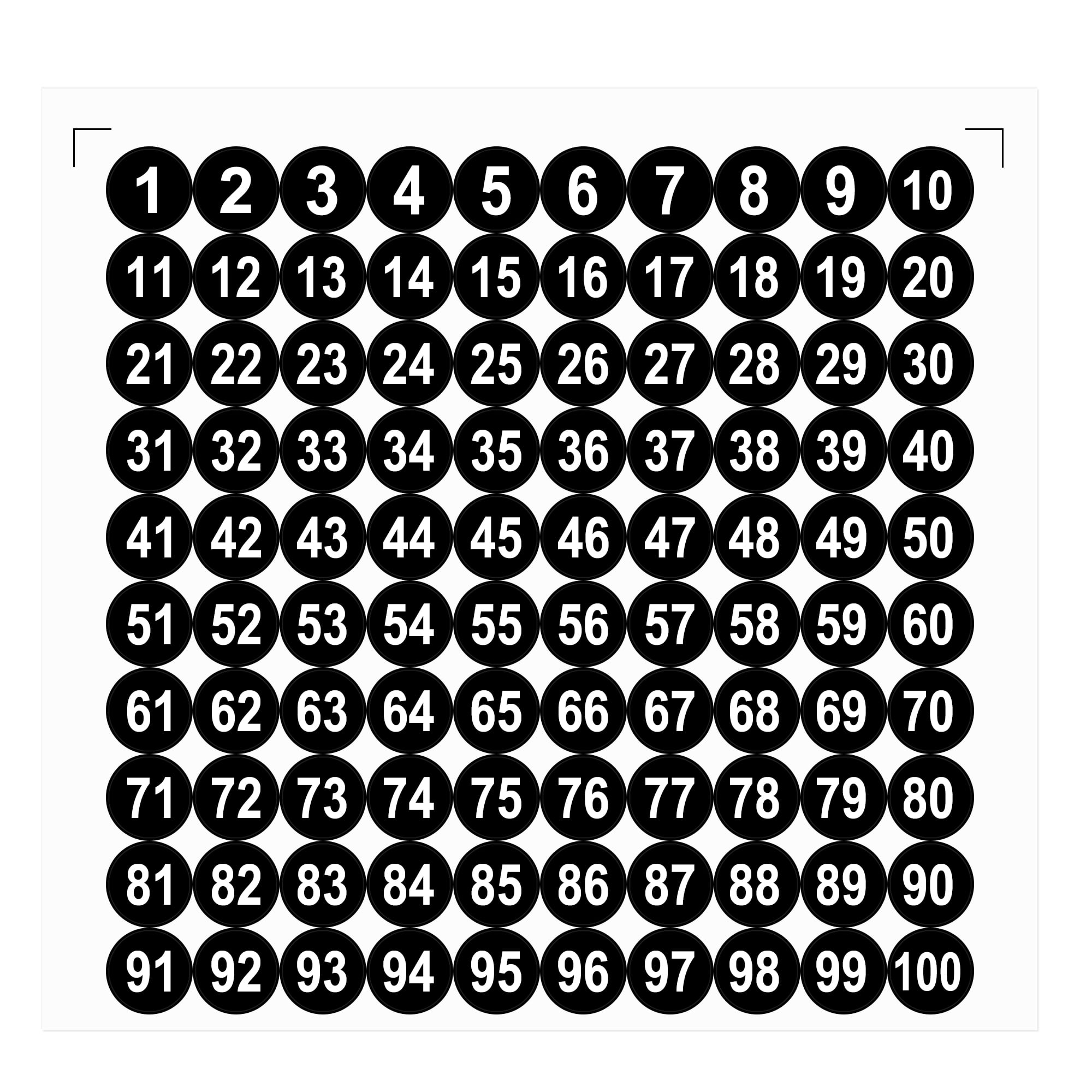 Uxcell 25mm Dia PVC Round Number Stickers Number 1-100 Black - Walmart.com
