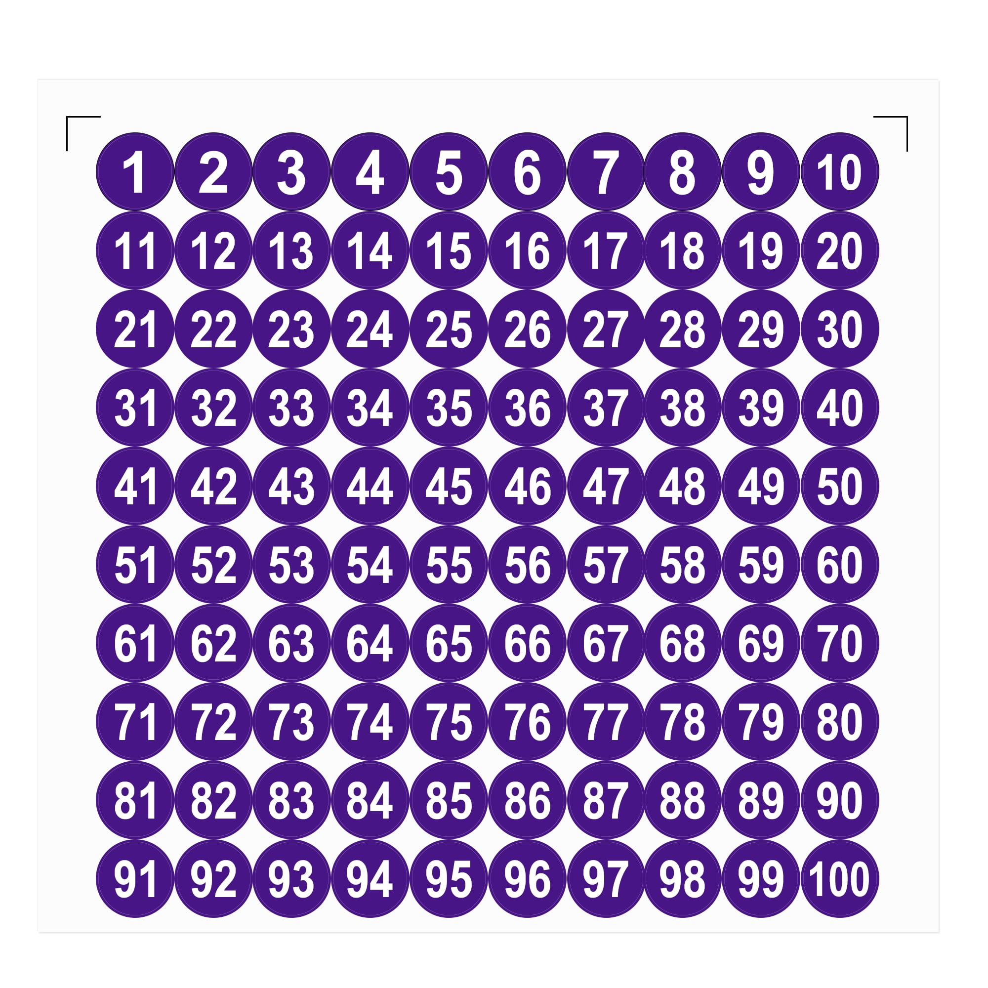 Uxcell 25mm Dia Round Number Stickers Number 1-100 Dark Purple ...