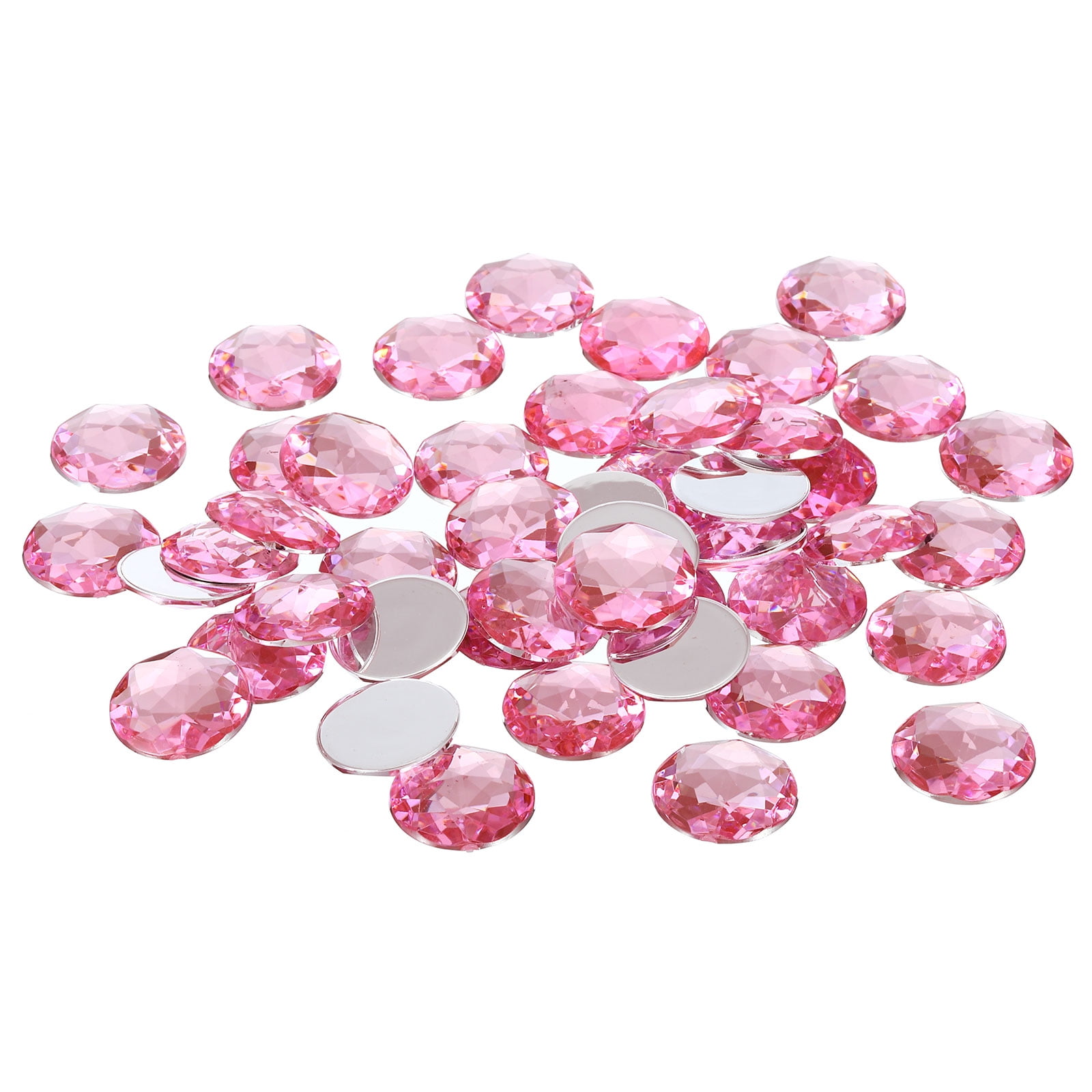 Uxcell 25mm Flat Back Round Acrylic Rhinestones, 100 Pack Plastic ...