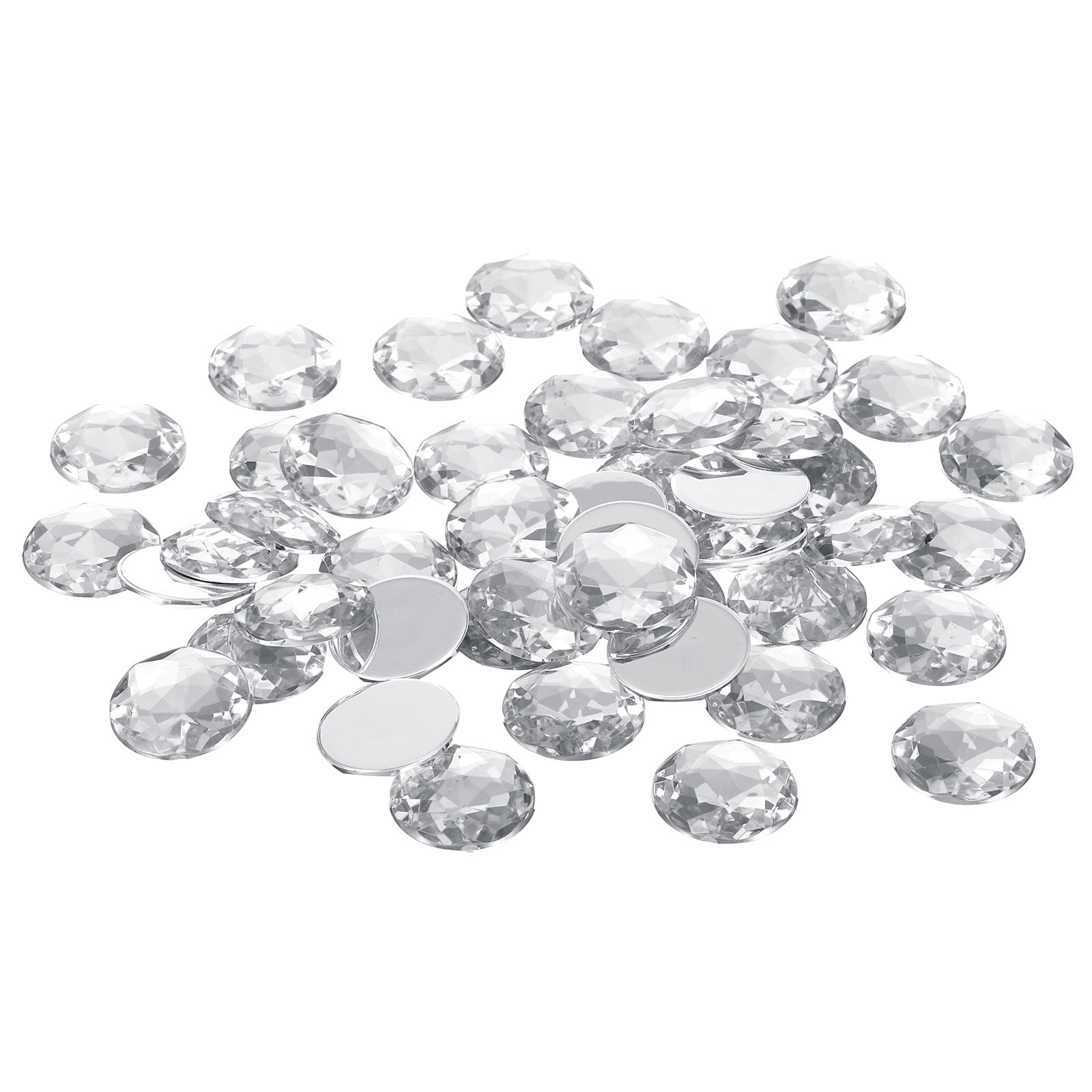 Uxcell 25mm Flat Back Round Acrylic Rhinestones, 100 Pack Plastic ...